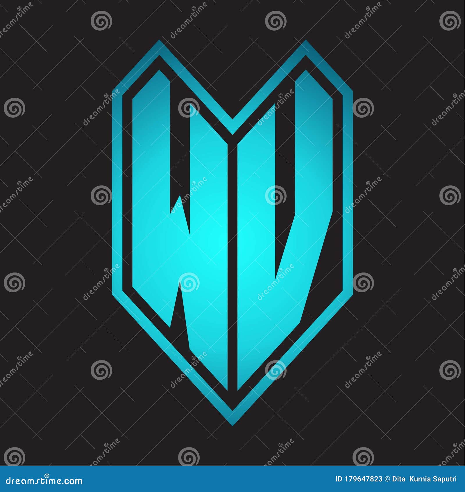WV Logo Monogram with Emblem Line Style Isolated on Blue Gradient ...