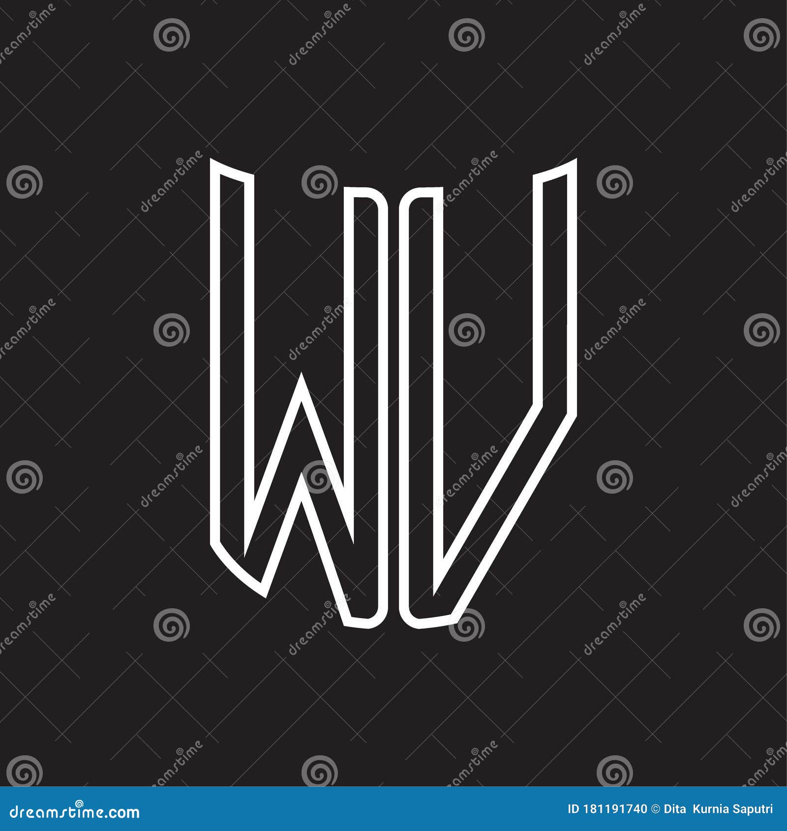 WV Logo Monogram with Ribbon Style Outline Design Template Stock ...