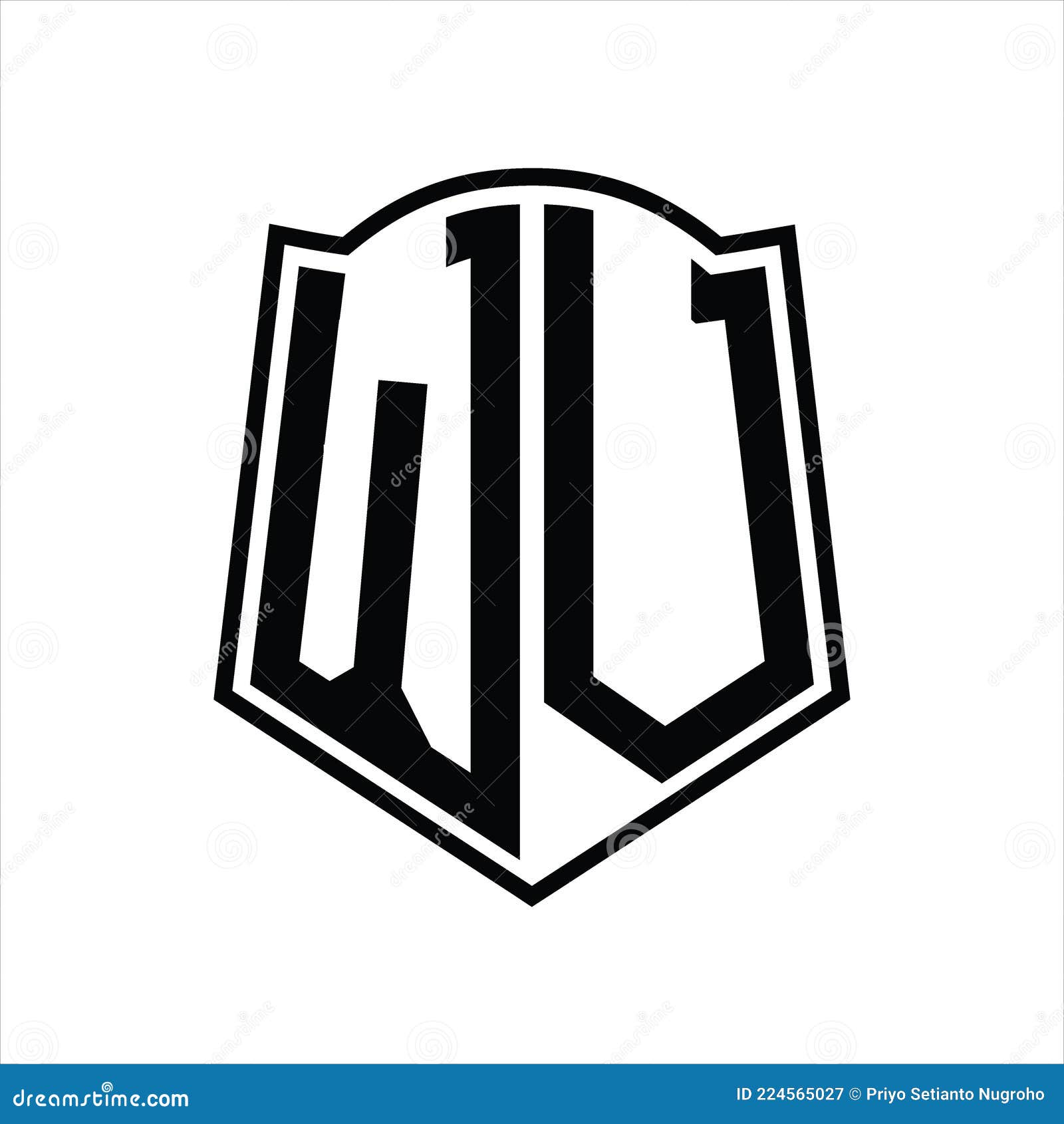 WV Logo Monogram with Shield Shape Outline Design Template Stock Vector ...
