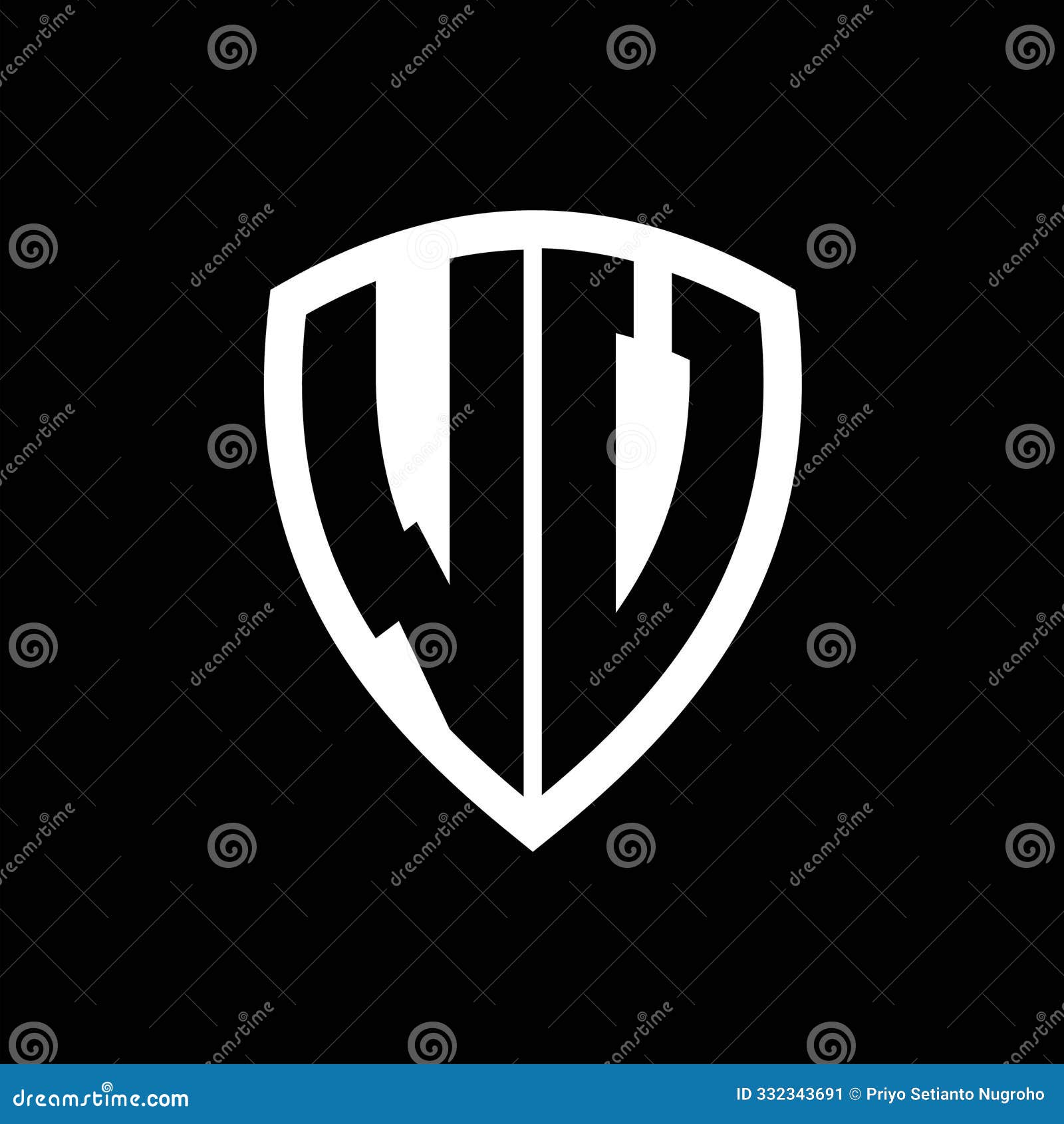 WV Monogram Logo with Bold Letters Shield Shape with Black and White ...