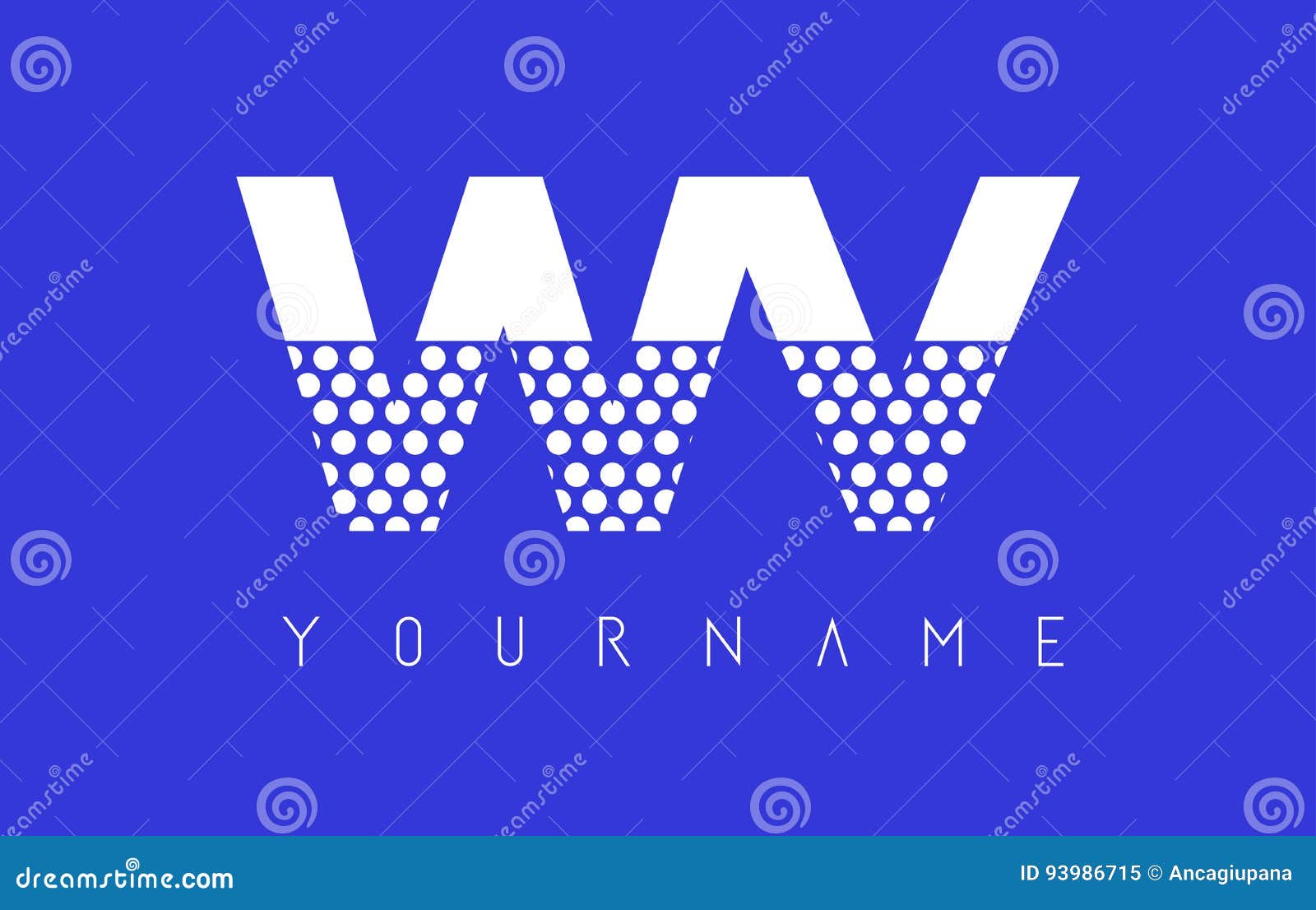 WV W V Dotted Letter Logo Design with Blue Background. Stock Vector ...