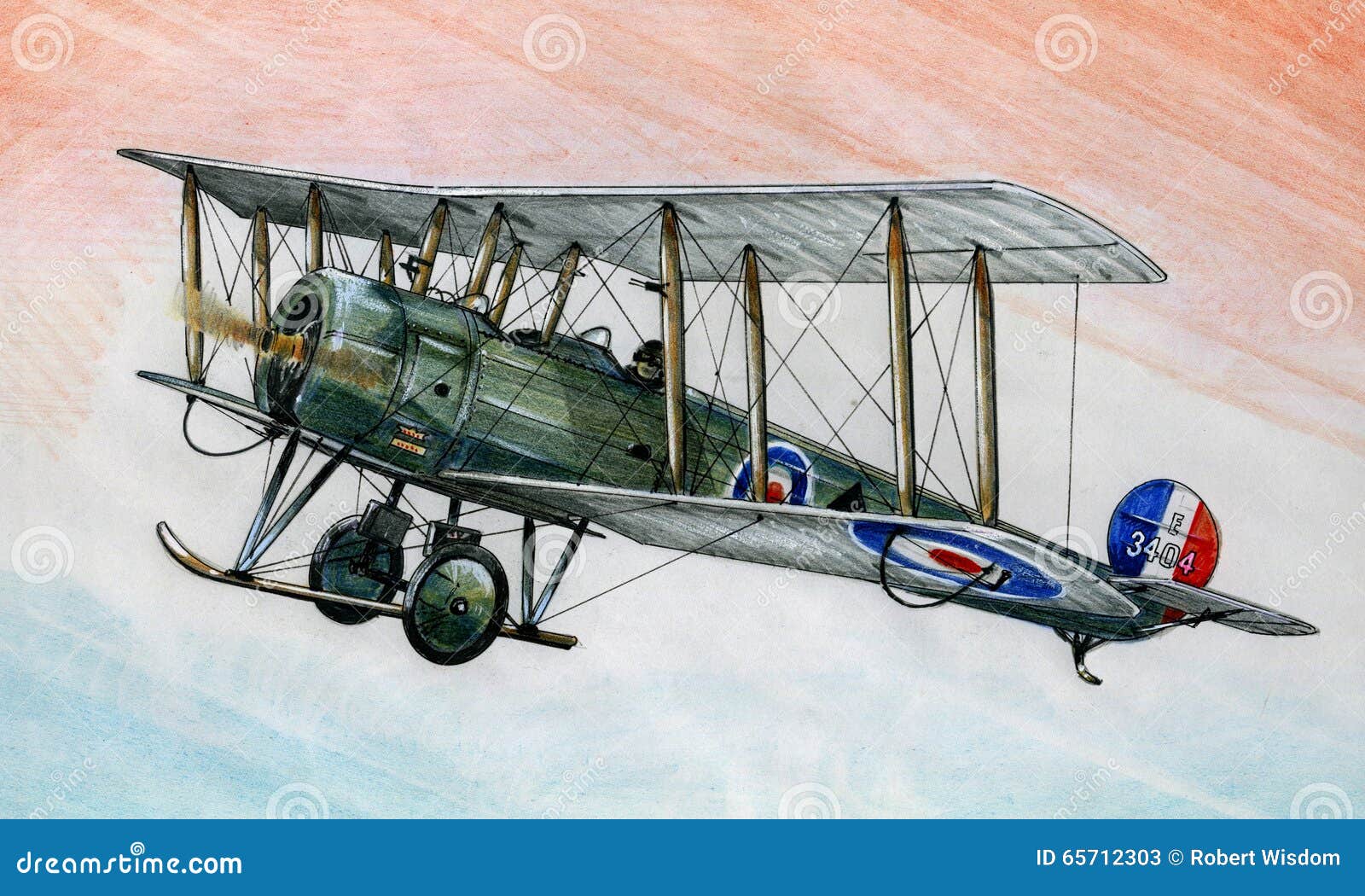 WW1 Avro 504K stock illustration. Illustration of flight - 65712303