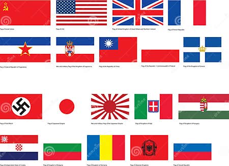 WW2 flags editorial stock image. Illustration of five - 37158259