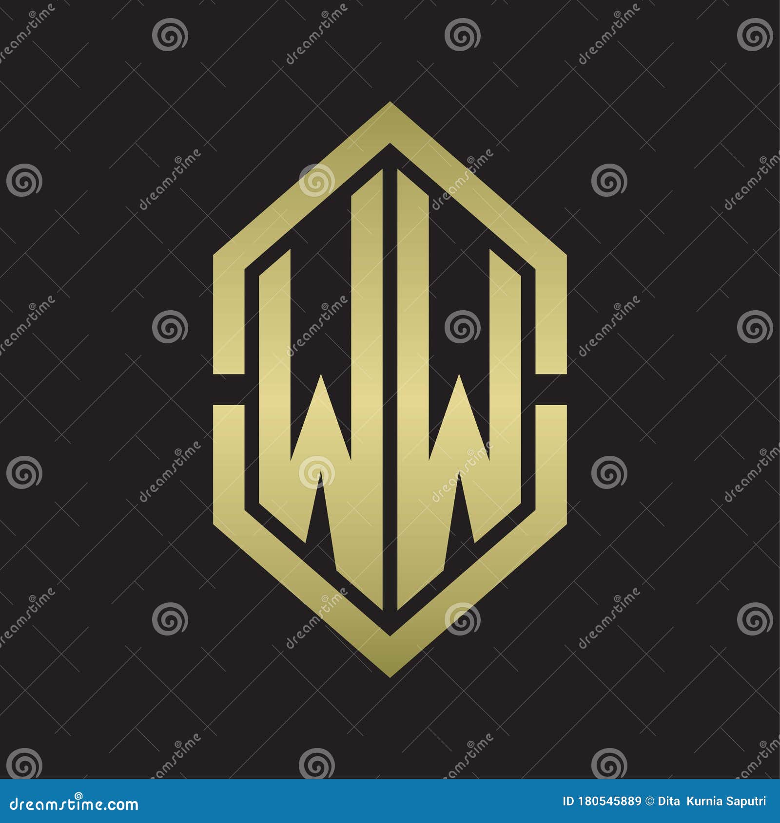 WW Logo Monogram with Hexagon Shape and Outline Slice Style with Gold ... WW Logo Monogram with Hexagon Shape and Outline Slice Style with Gold ...