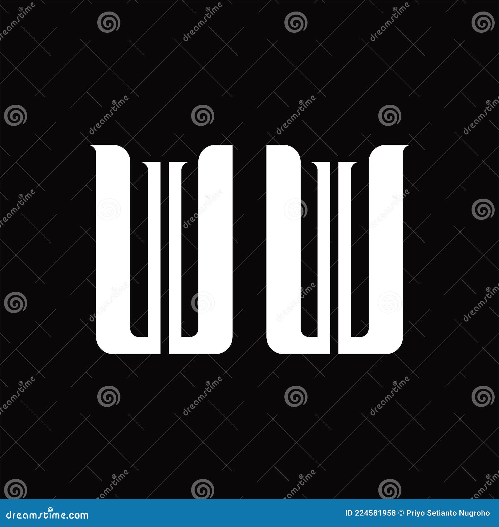 WW Logo Monogram with Middle Slice Design Template Stock Vector ...