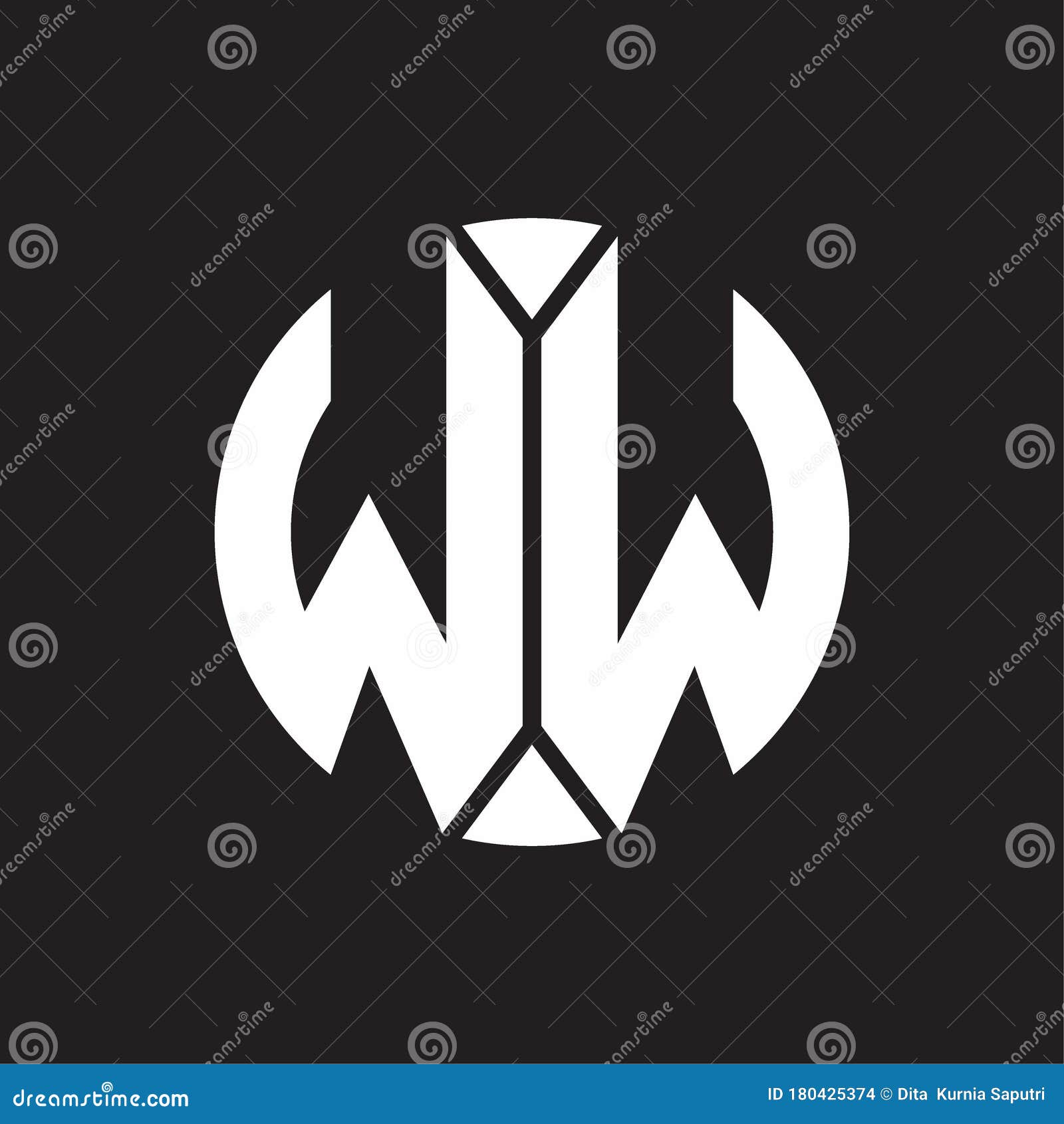 WW Logo Monogram with Piece Circle Ribbon Style Stock Vector ...