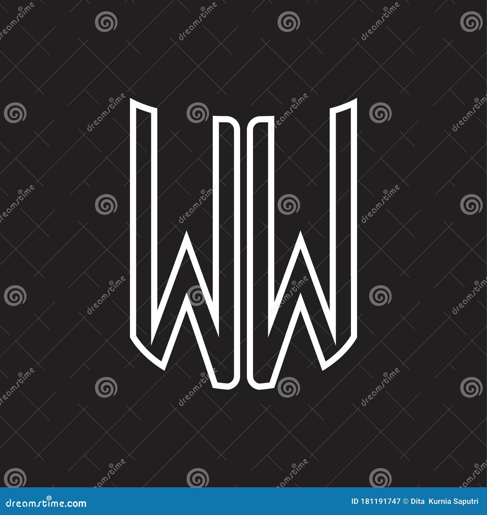 WW Logo Monogram with Ribbon Style Outline Design Template Stock ...
