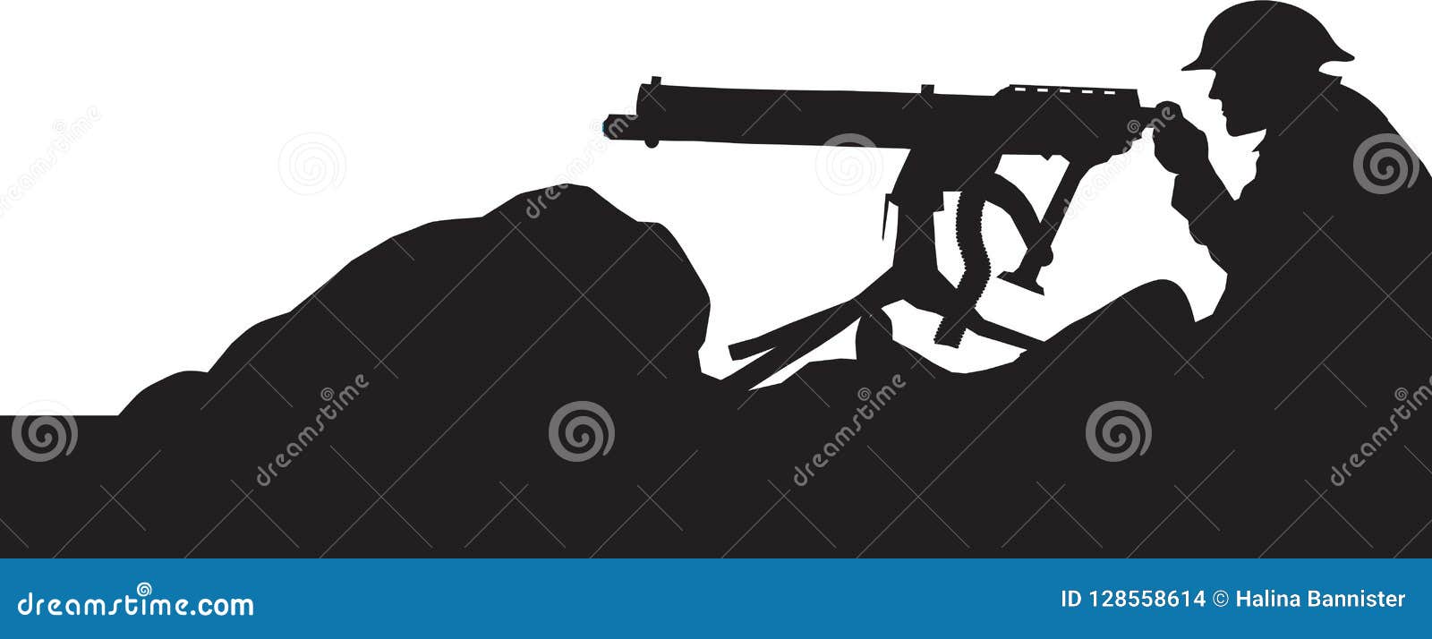 WW1 Machine Gunner Vector Illustration | CartoonDealer.com #128558614