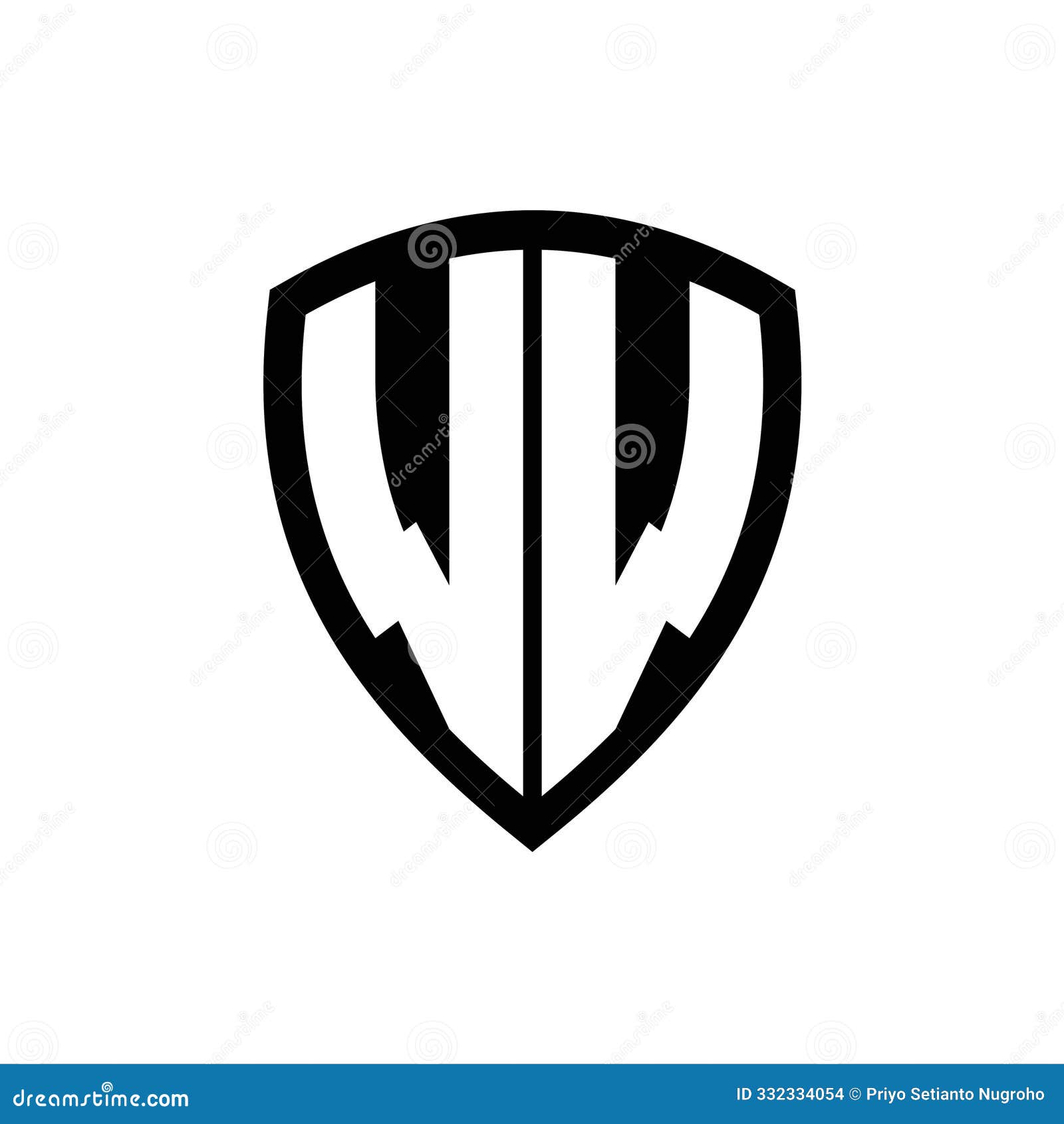 WW Monogram Logo with Bold Letters Shield Shape with Black and White ...