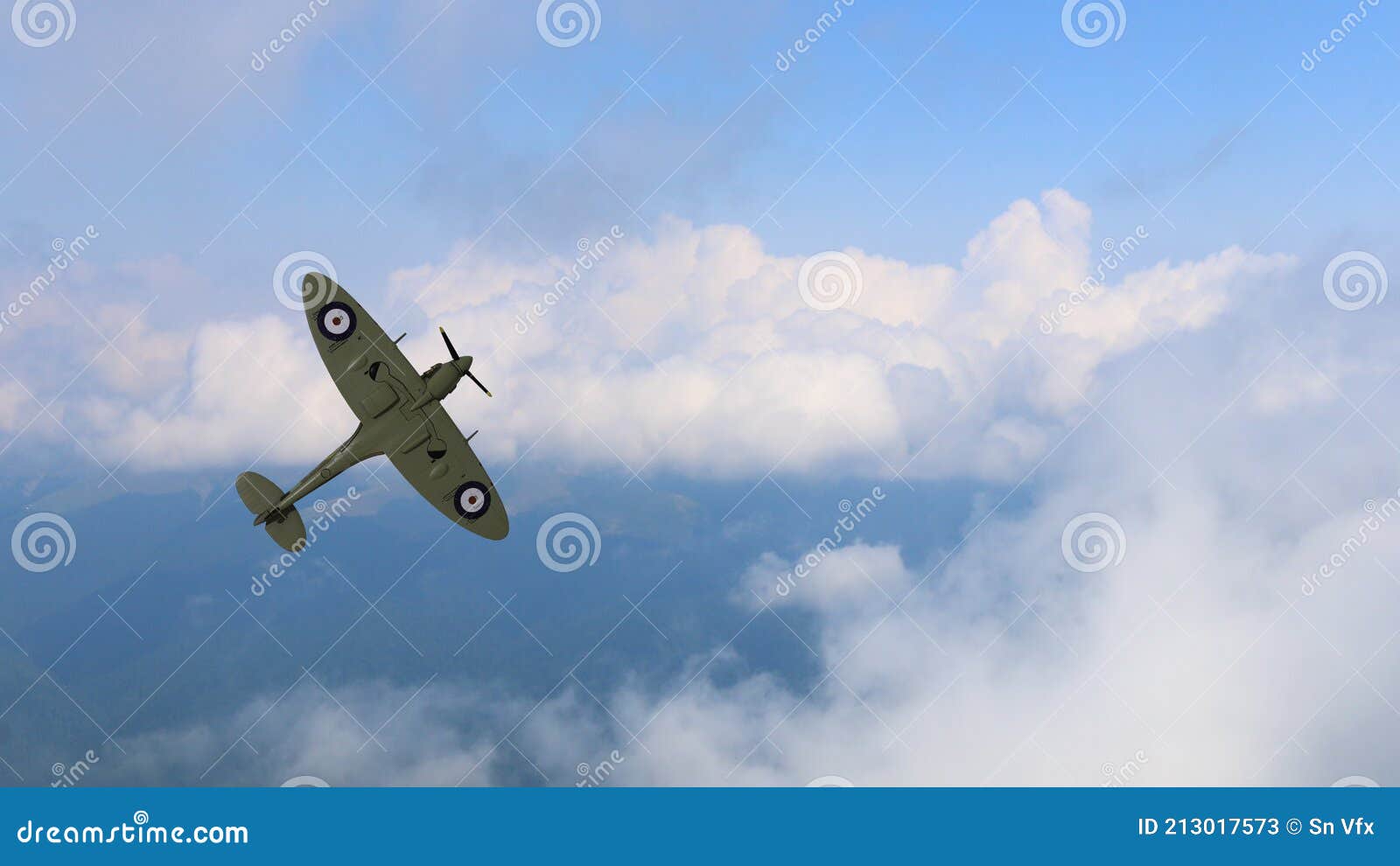 Ww2 Supermarine Spitfire 3d Model in Flight Stock Image - Image of ...