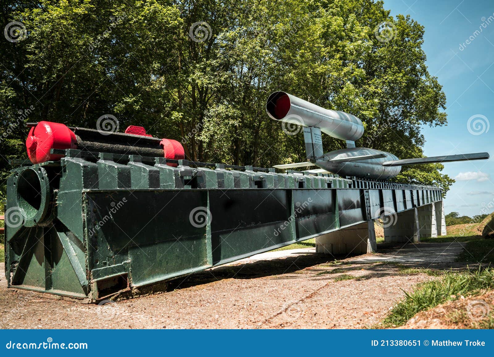WW2 V1 Rocket Flying Nazi Germany Bomb on Launch Ramp Aiming at Great ...