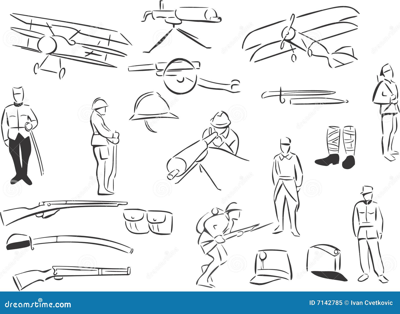 WW1 stock vector. Illustration of boots, gunner, cannon - 7142785