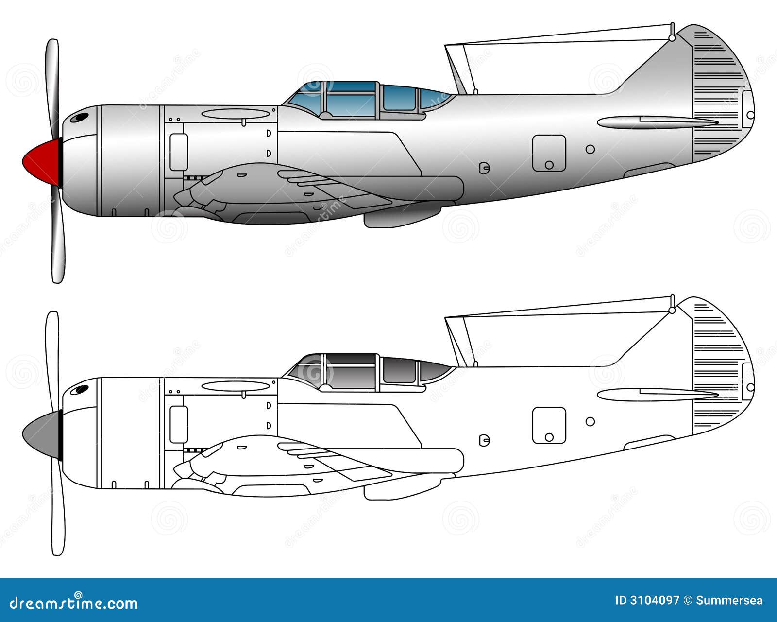 WW2 Fighter Plane Vector Art Stock Vector - Illustration of fuselage ...