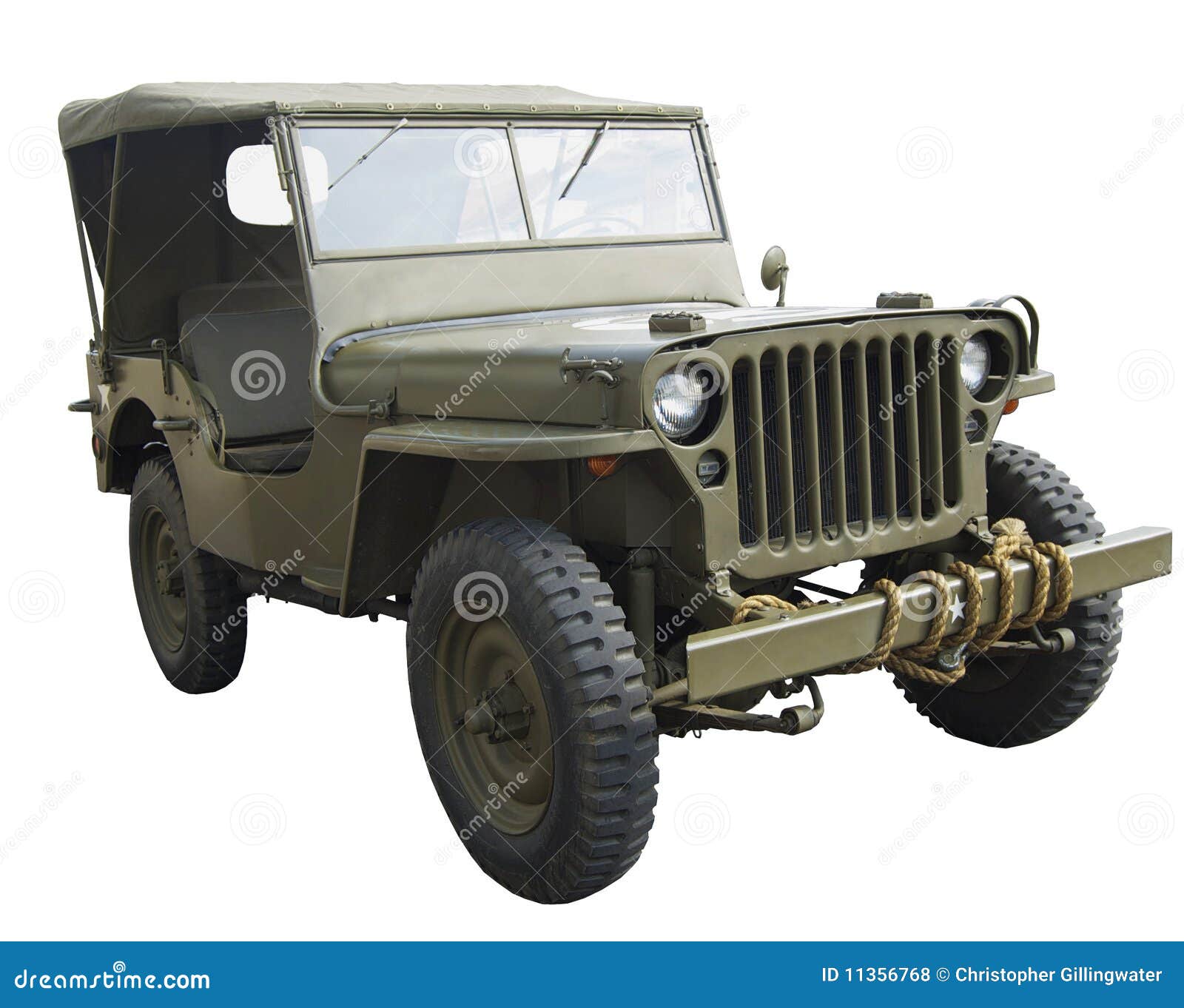 WWII American Jeep Near Side View Stock Photo - Image of truck, weapon ...