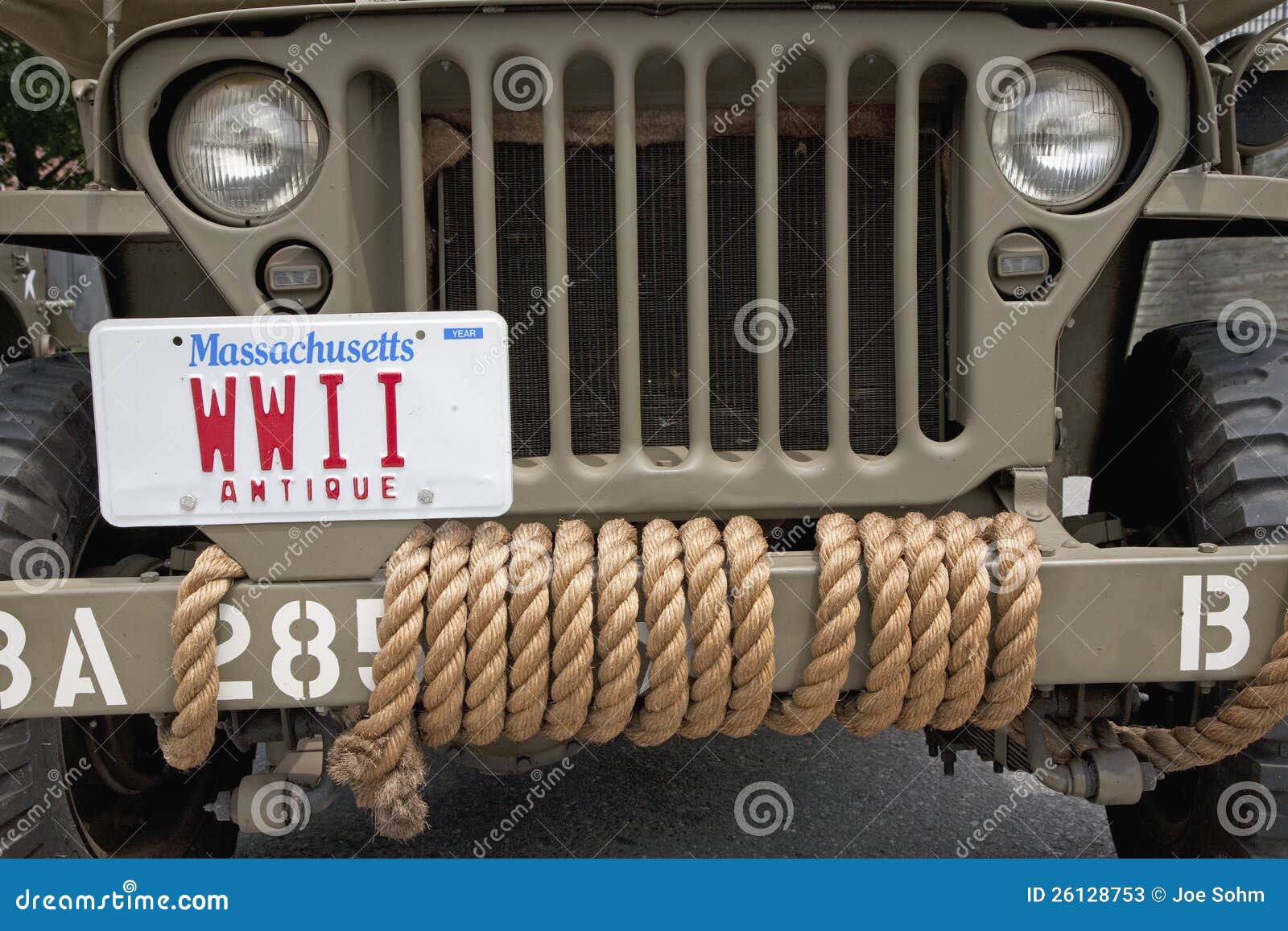 WWII Jeep editorial stock photo. Image of rope, march - 26128753