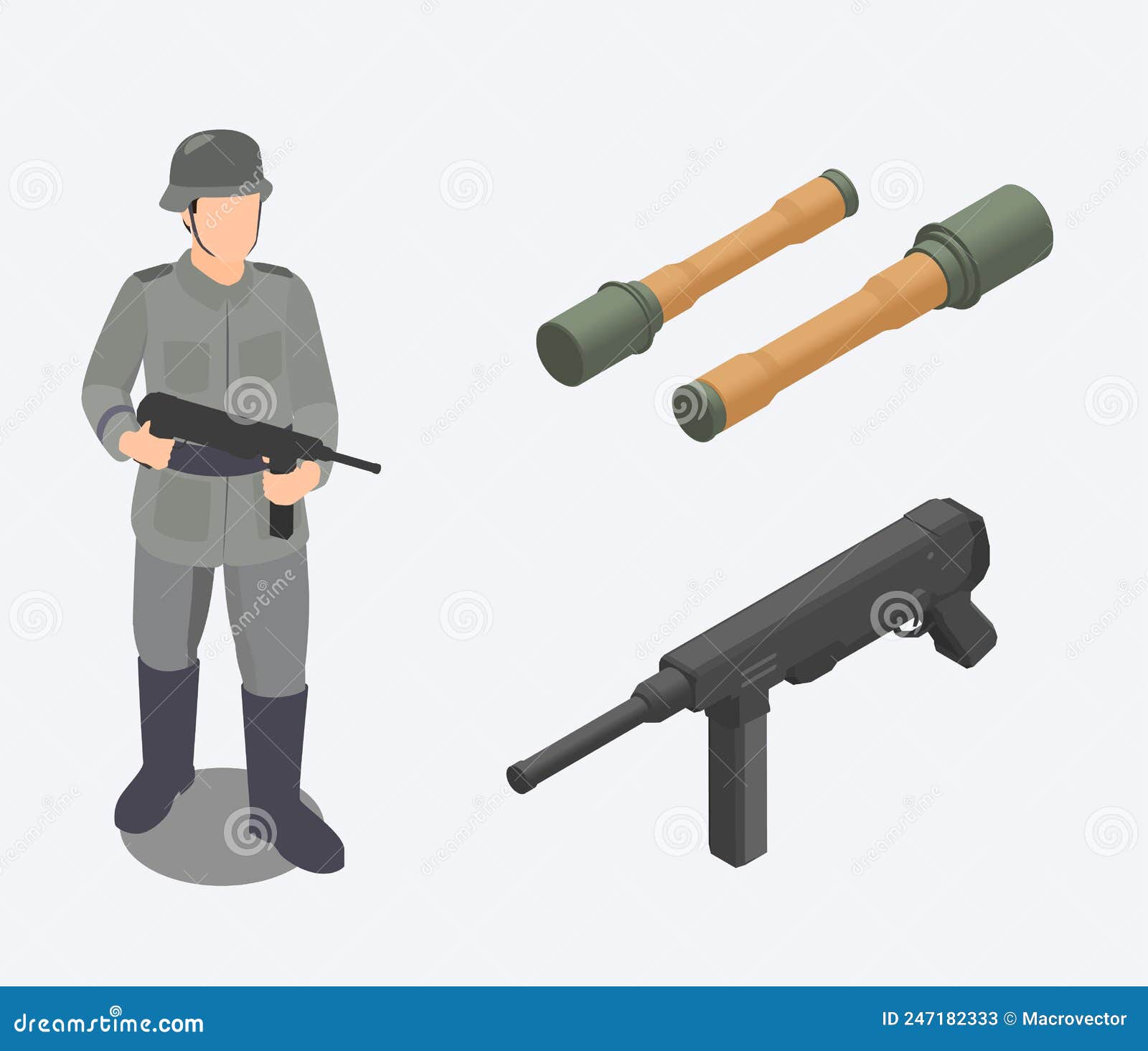 WWII Soldier Isometric Set stock vector. Illustration of patriotic ...