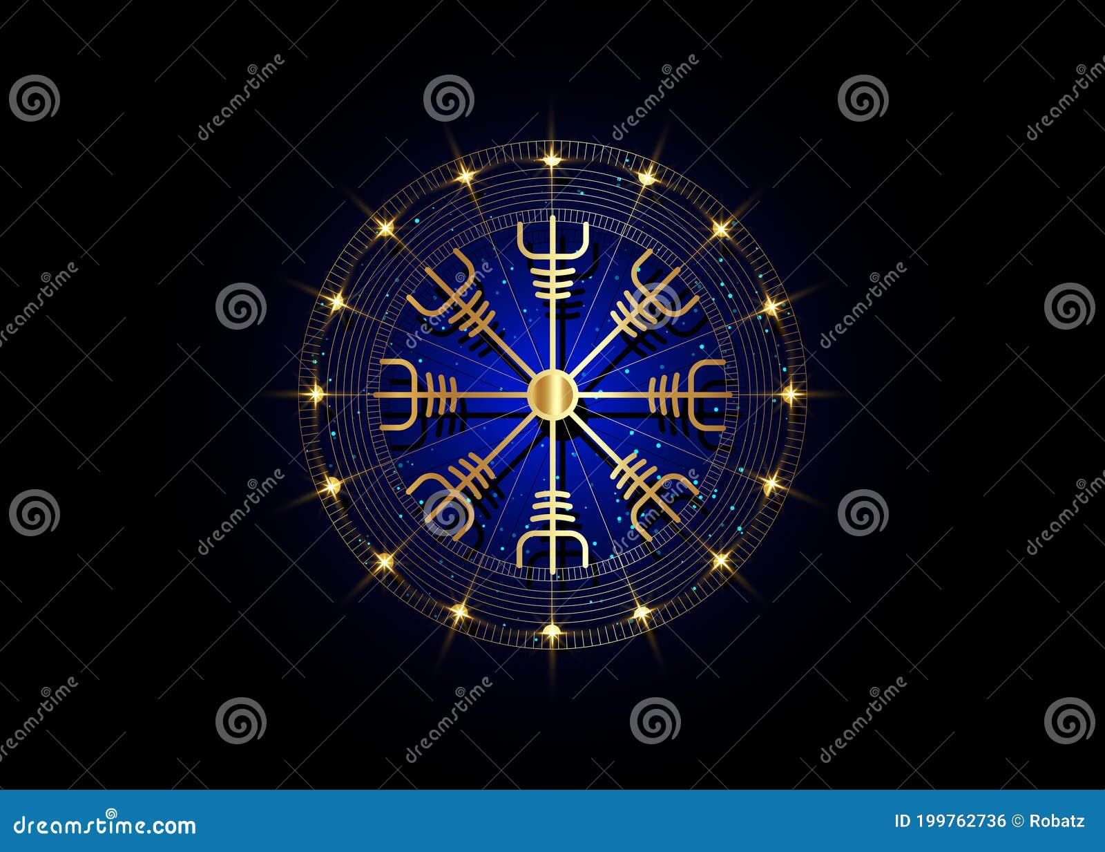 Vegvisir Runic Compass Pencil Drawing Style, Hand Drawing Of Viking ...