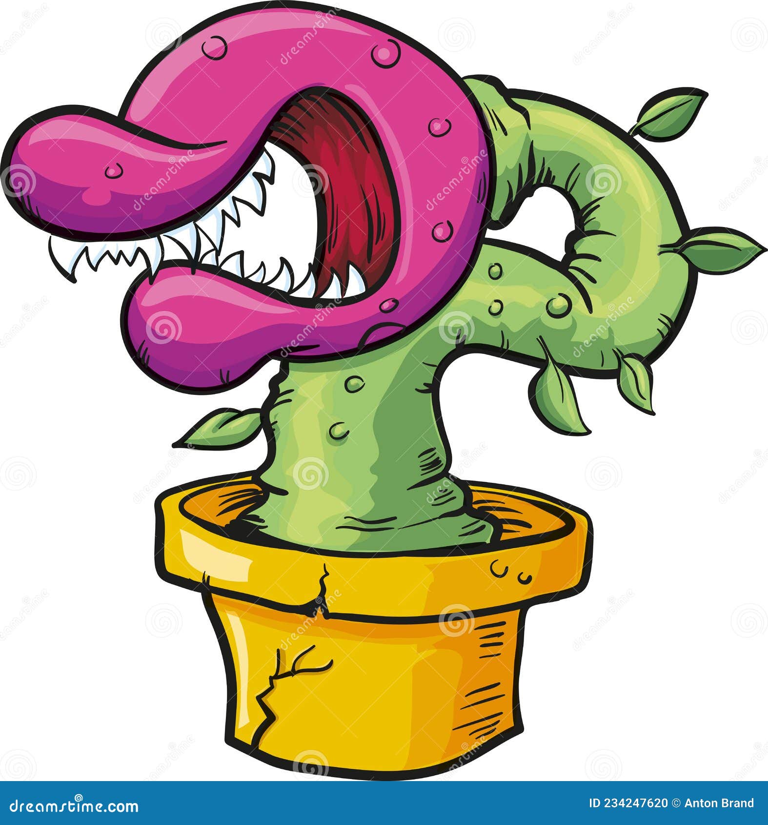Cartoon Monster Plant with Big Teeth Stock Vector - Illustration of ...