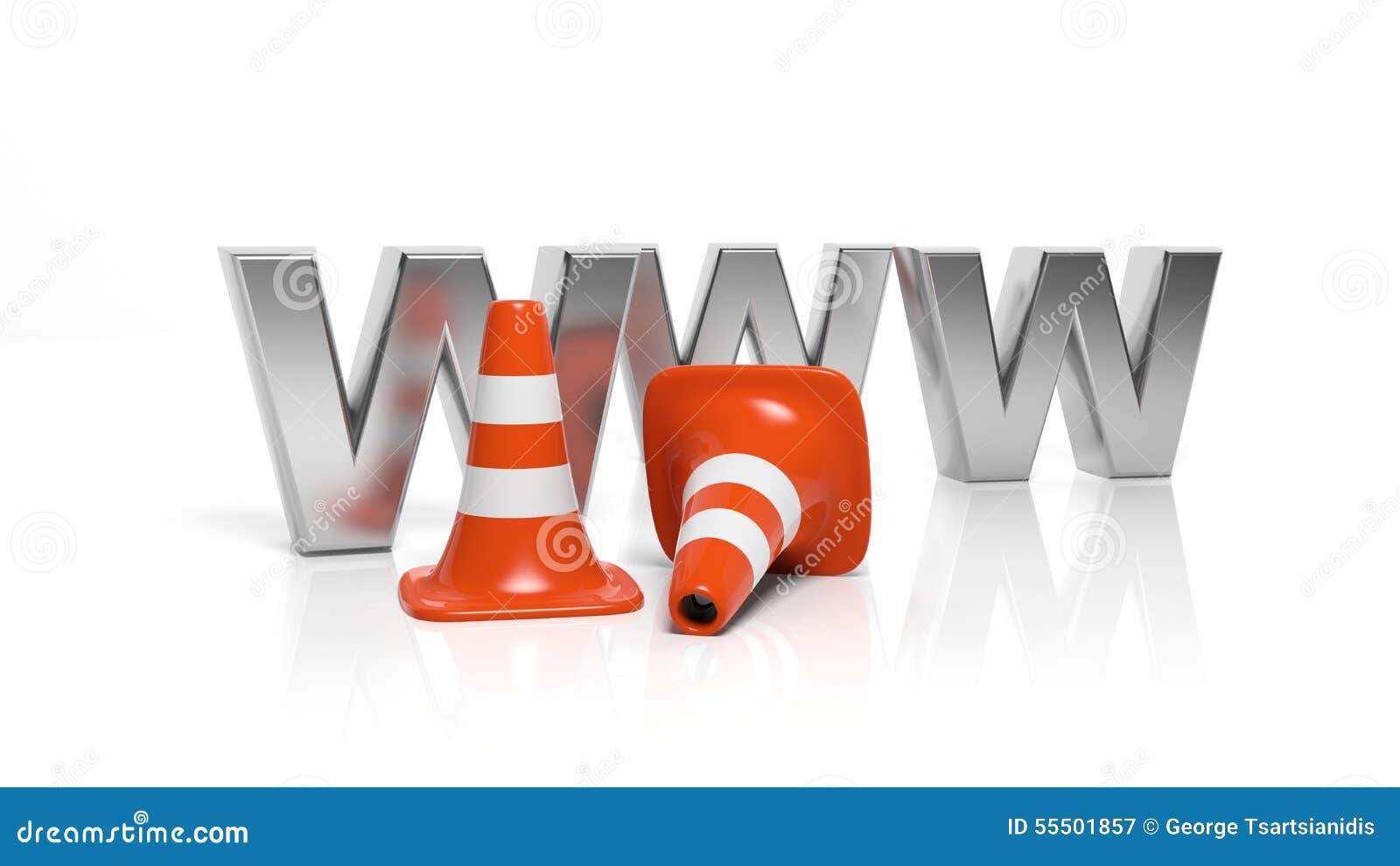 WWW Letters and Orange Traffic Cones Stock Illustration - Illustration ...