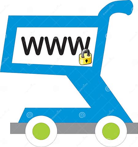 Www Shopping Cart with Lock Stock Vector - Illustration of business ...