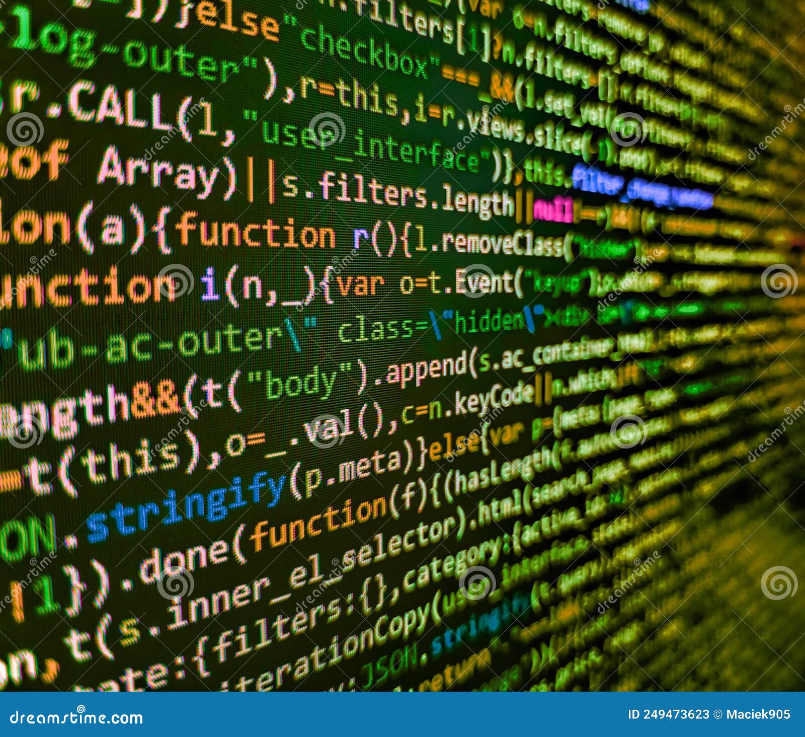 Code Of Javascript Language On White Background Database Bits Access Stream Visualisation