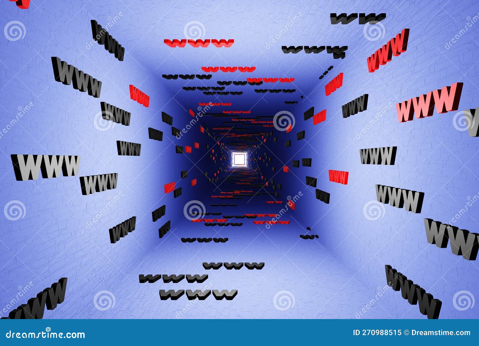 WWW Symbols Sign in Blue Tunnel Background 3d Render. Hypertext ...