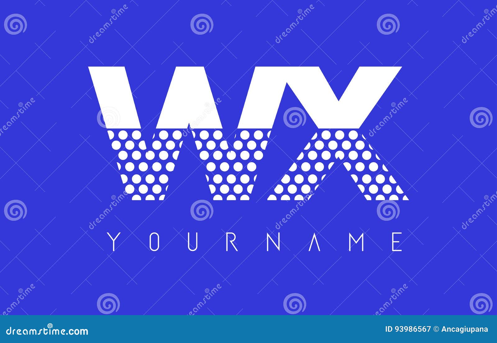 WX W X Dotted Letter Logo Design with Blue Background. Stock Vector ...