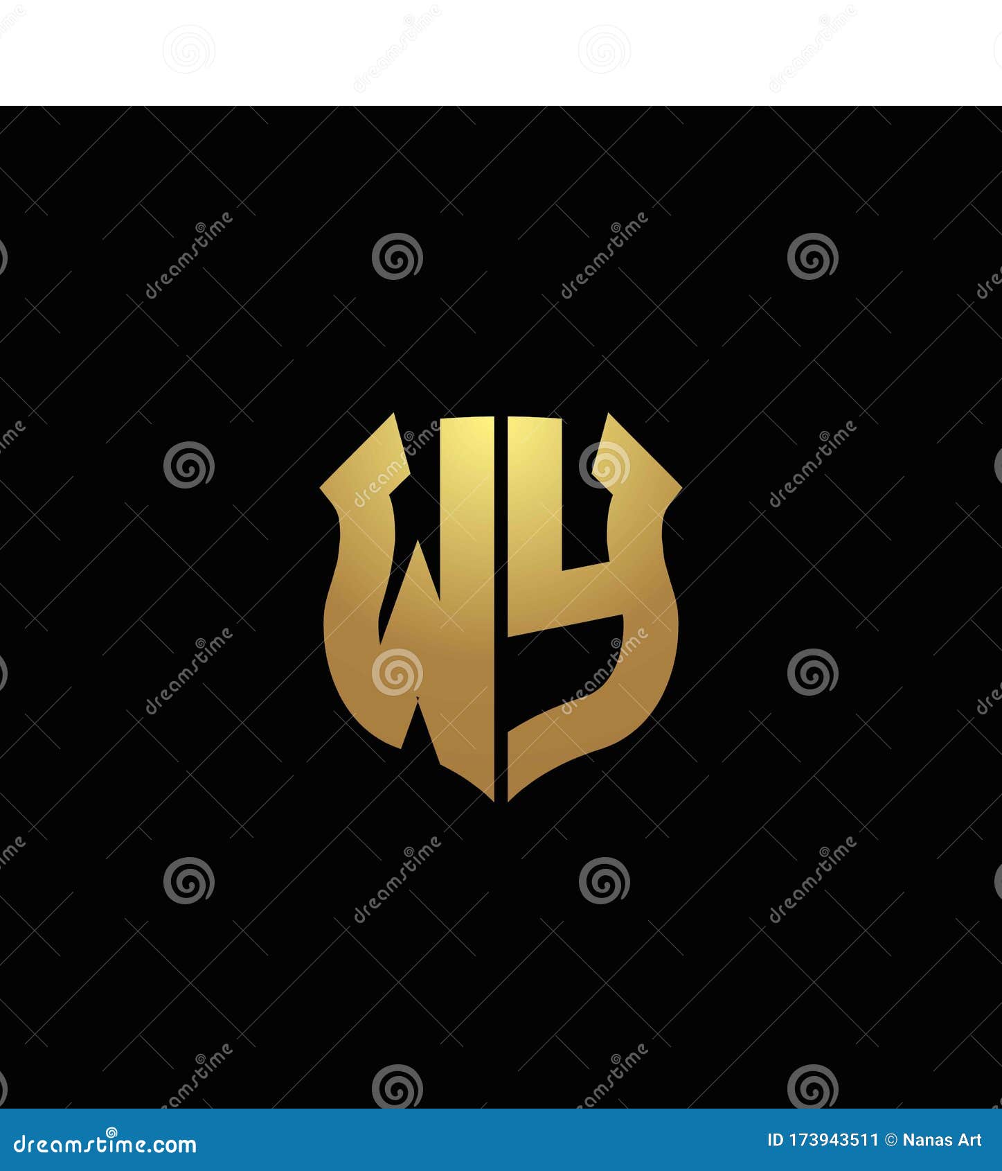 WY Logo Monogram with Gold Colors and Shield Shape Design Template ...