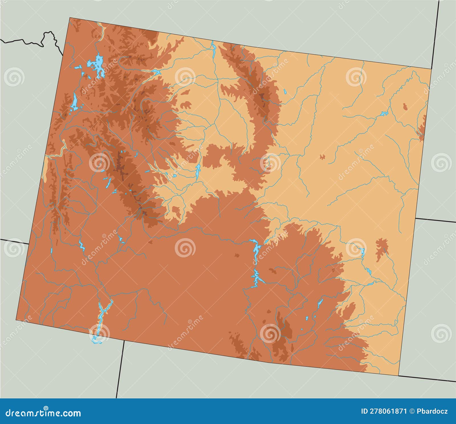 Detailed Wyoming Physical Map. Stock Vector - Illustration of geography ...