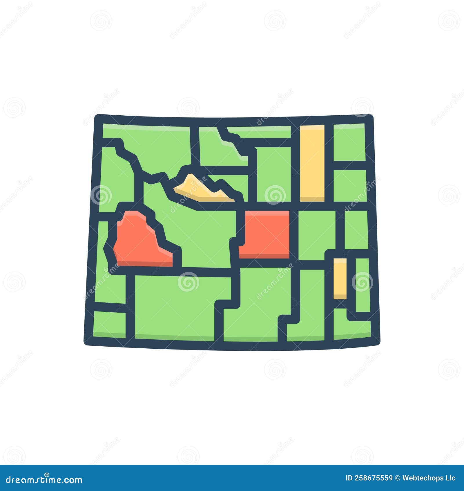 Color Illustration Icon for Wyoming, Map and Canada Stock Vector ...