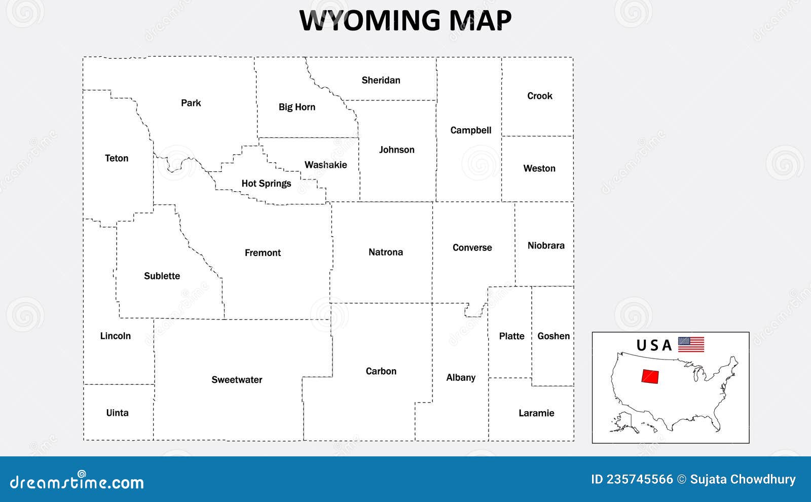 Wyoming Map. State and District Map of Wyoming Stock Vector ...