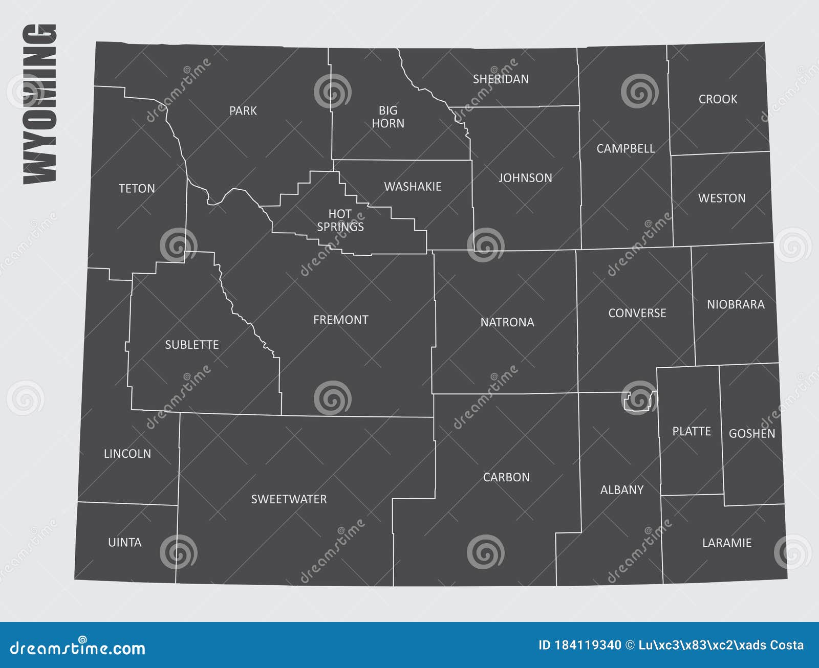 Wyoming State map stock vector. Illustration of sign - 184119340