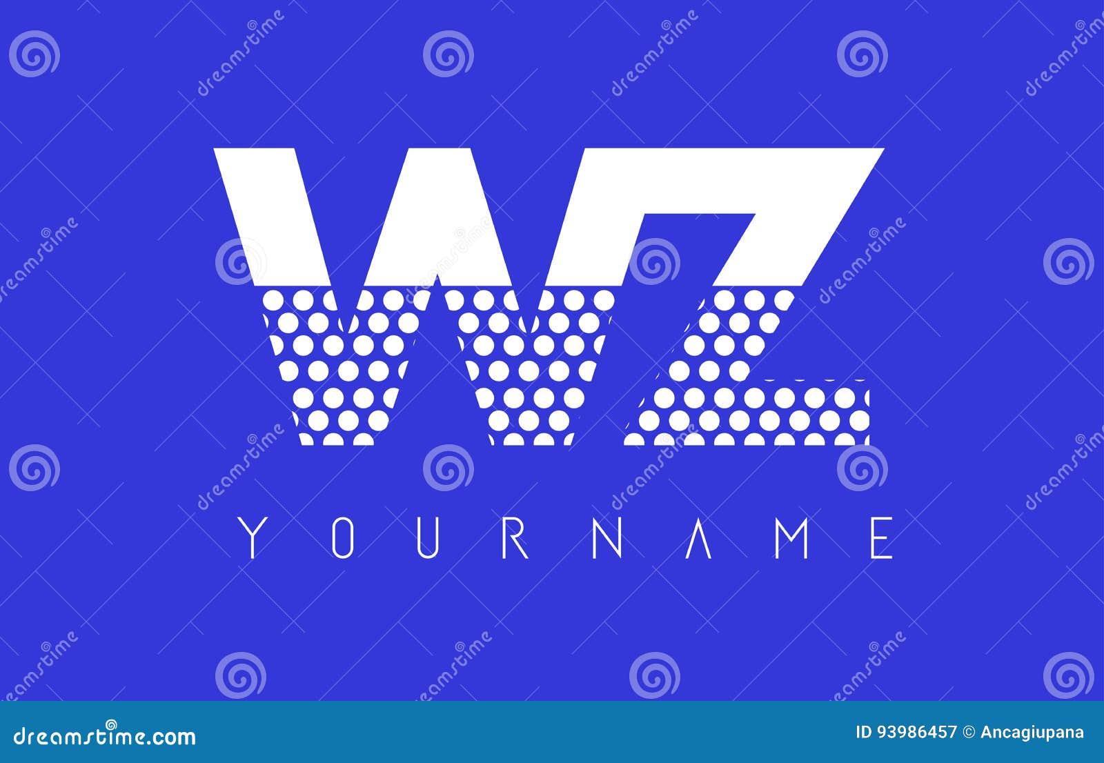 WZ W Z Dotted Letter Logo Design with Blue Background. Stock Vector ...