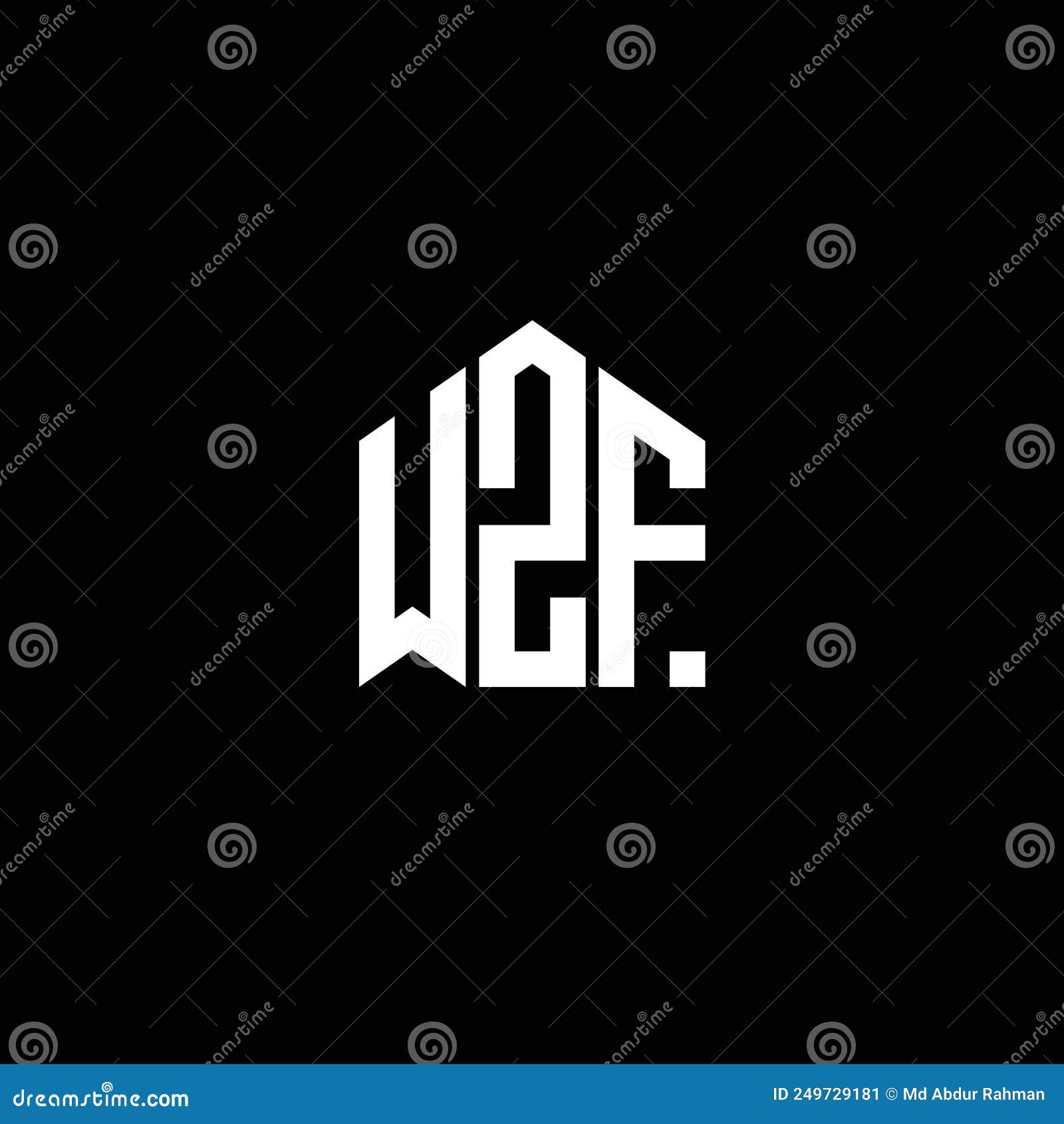 WZF Letter Logo Design on BLACK Background. WZF Creative Initials ...