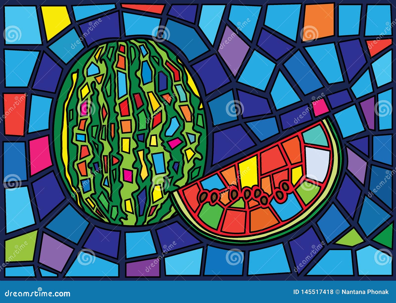 Watermelon Fruit Moses Stained Glass Illustration Stock Illustration ...