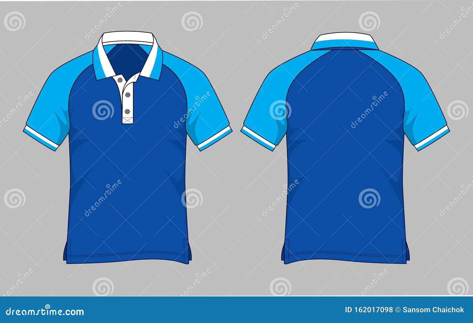 Blue-Navy Raglan Short Sleeve Polo Shirt Design Vector Stock ...