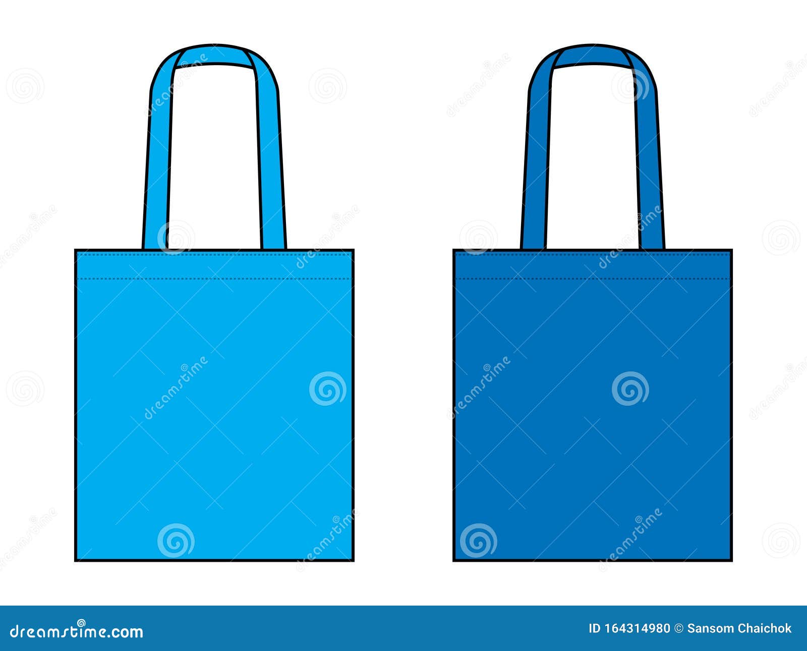Blank Blue Tote Bag Vector for Template Stock Vector - Illustration of ...