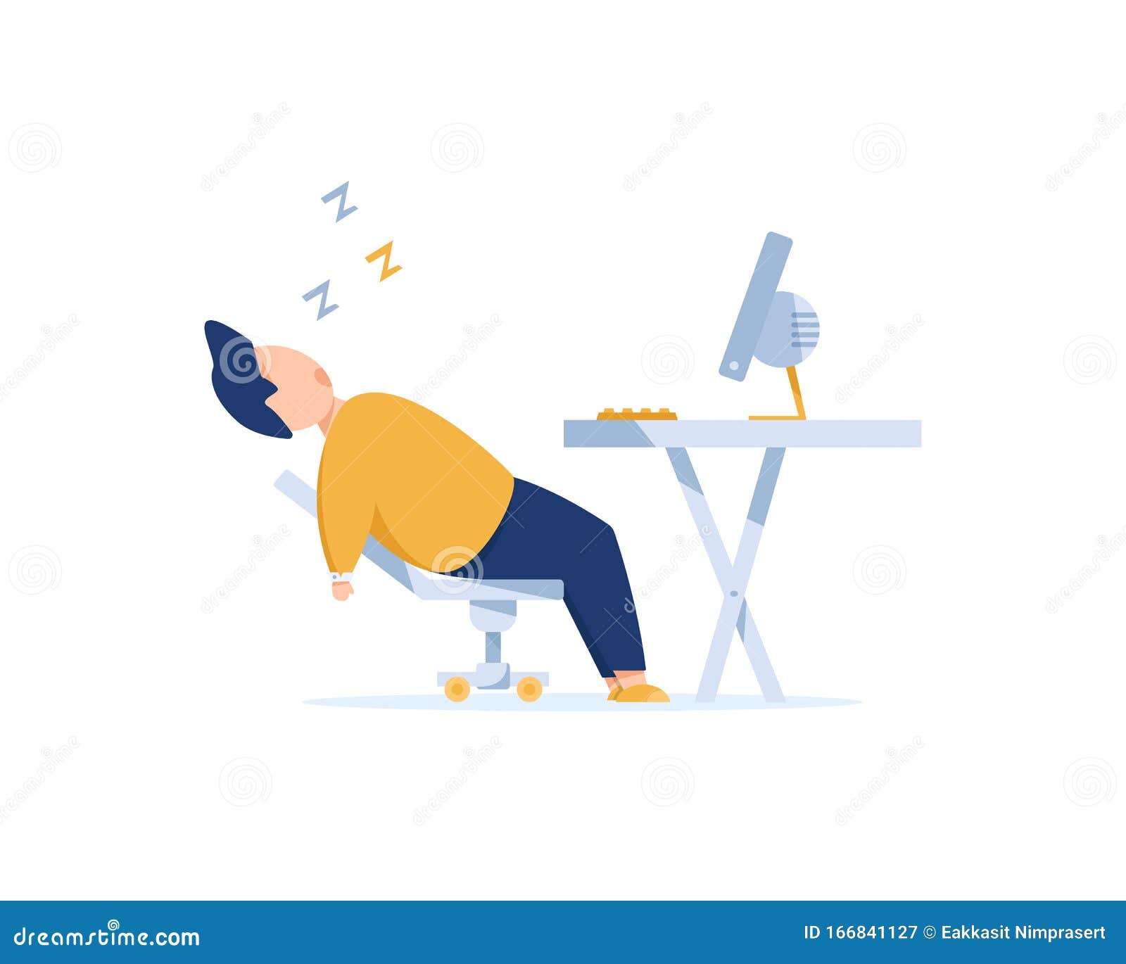 Exhausted,Frustrated Worker,Doze Off at Work Stock Illustration ...