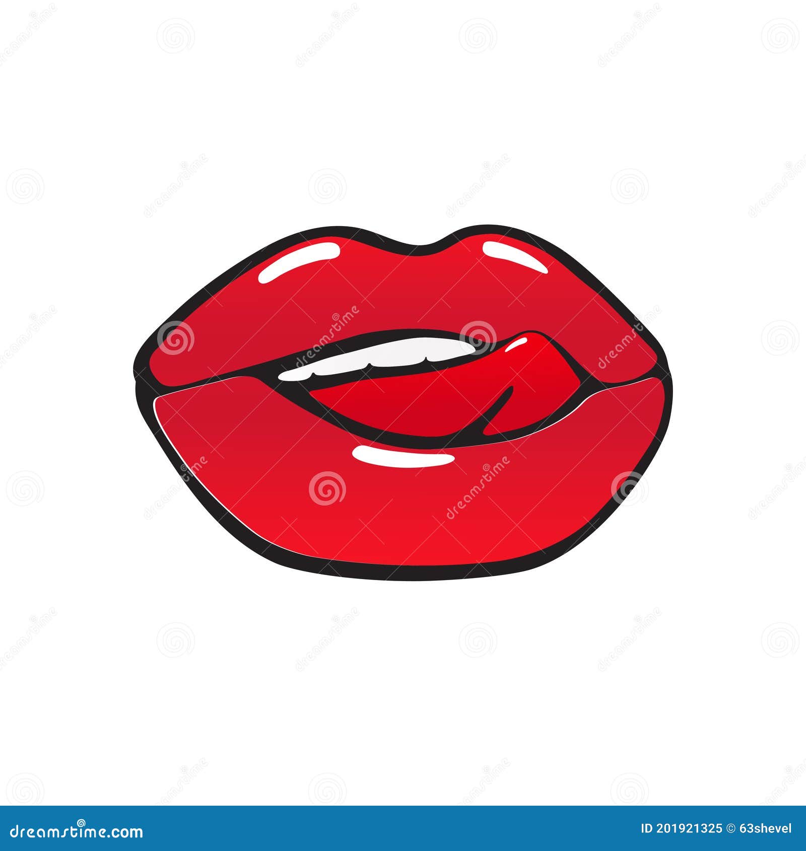 Red Bitten and Licked Lips. Color Icon in Cartoon Style Isolated on ...