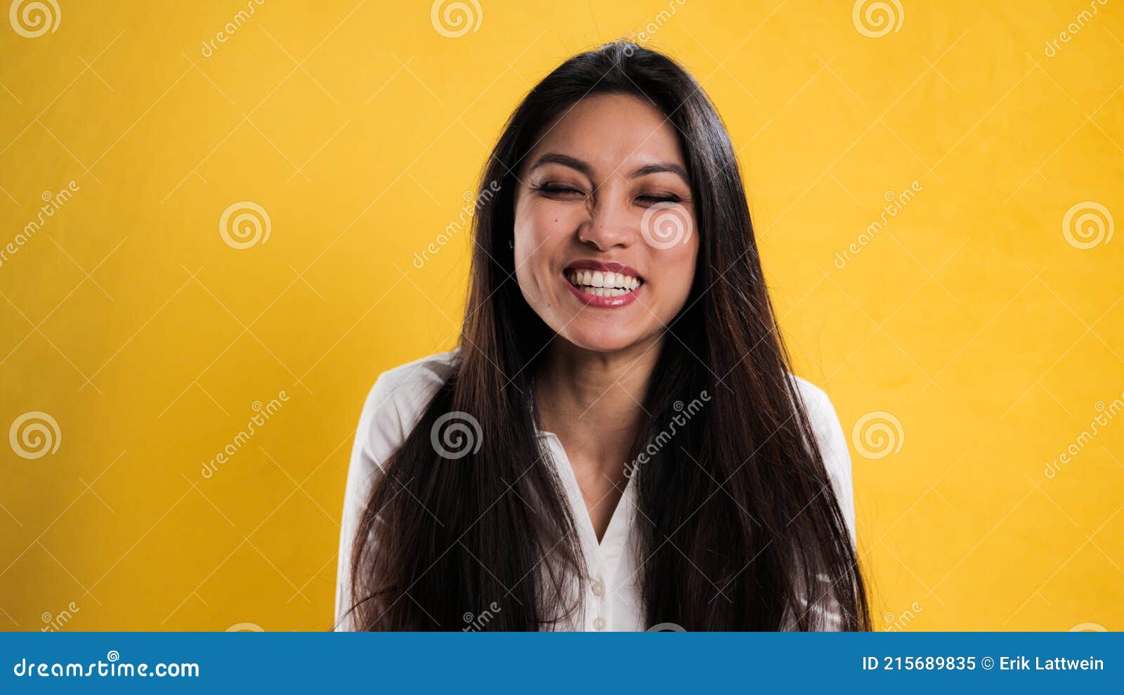 Self-confident Satisfied Young Woman Against Neutral Background Stock ...