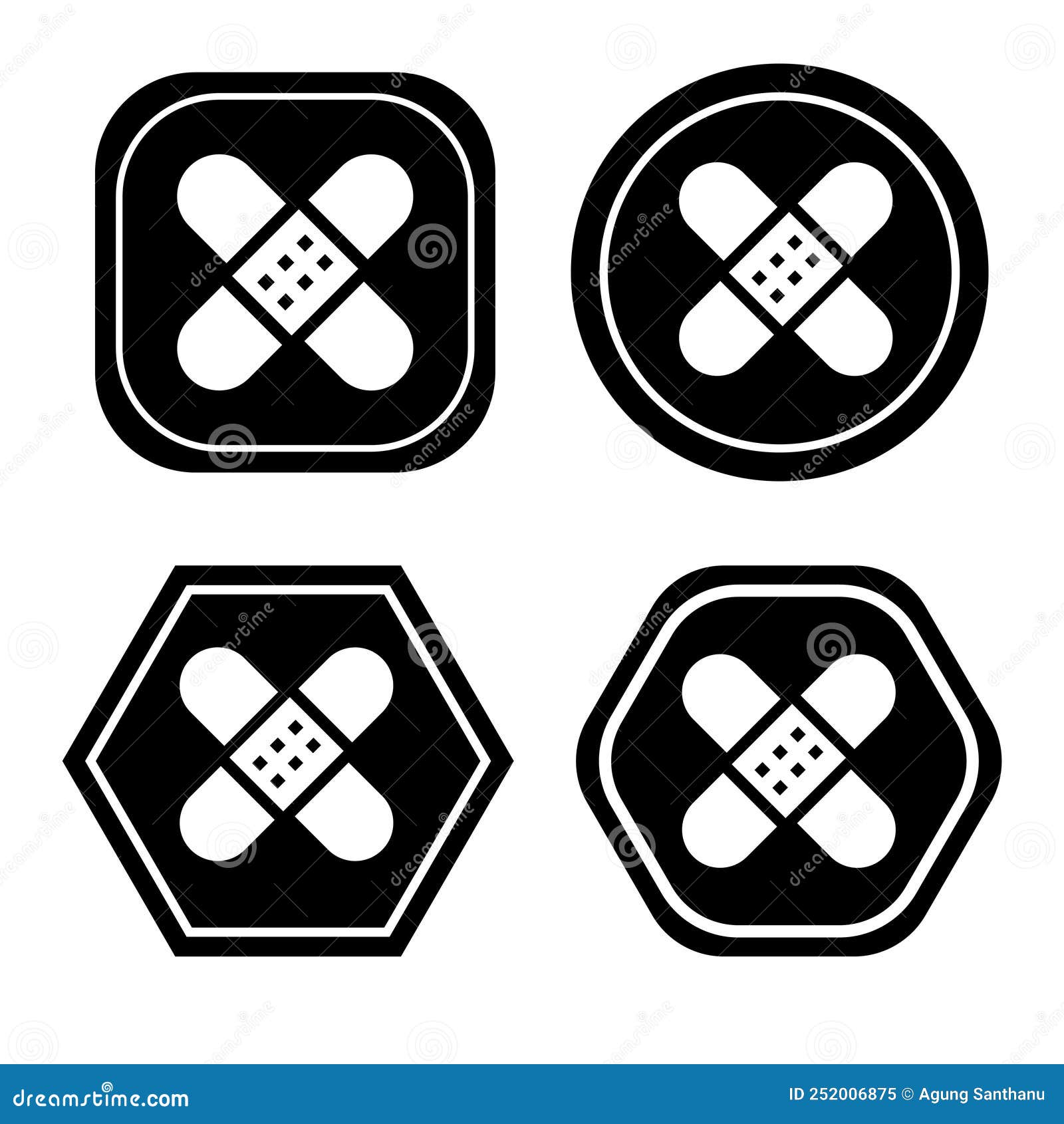 Bandage or Band Aid Icon. Pain Healing Symbol. Breakage Mending Symbol ...