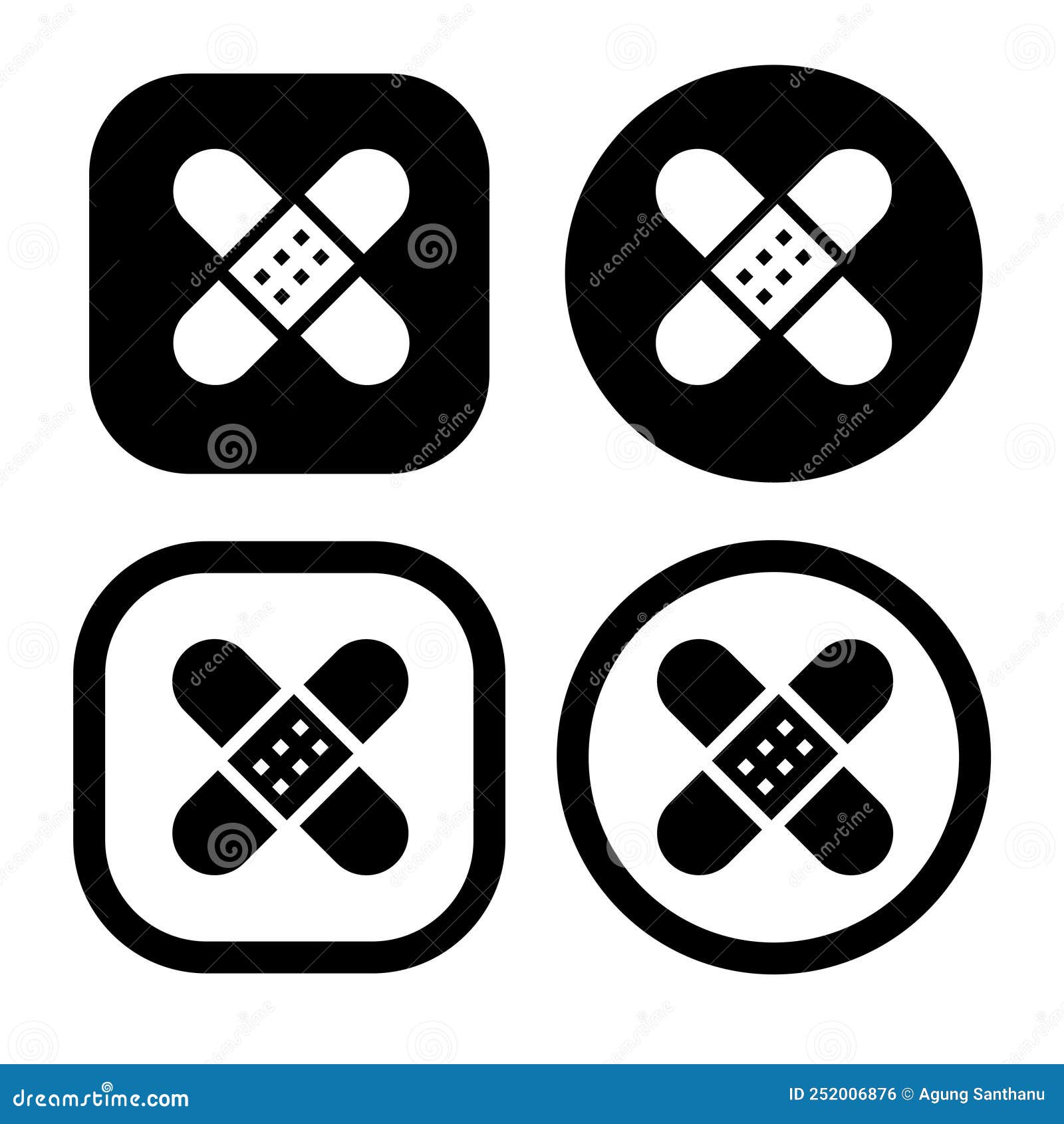 Bandage or Band Aid Icon. Pain Healing Symbol. Breakage Mending Symbol ...