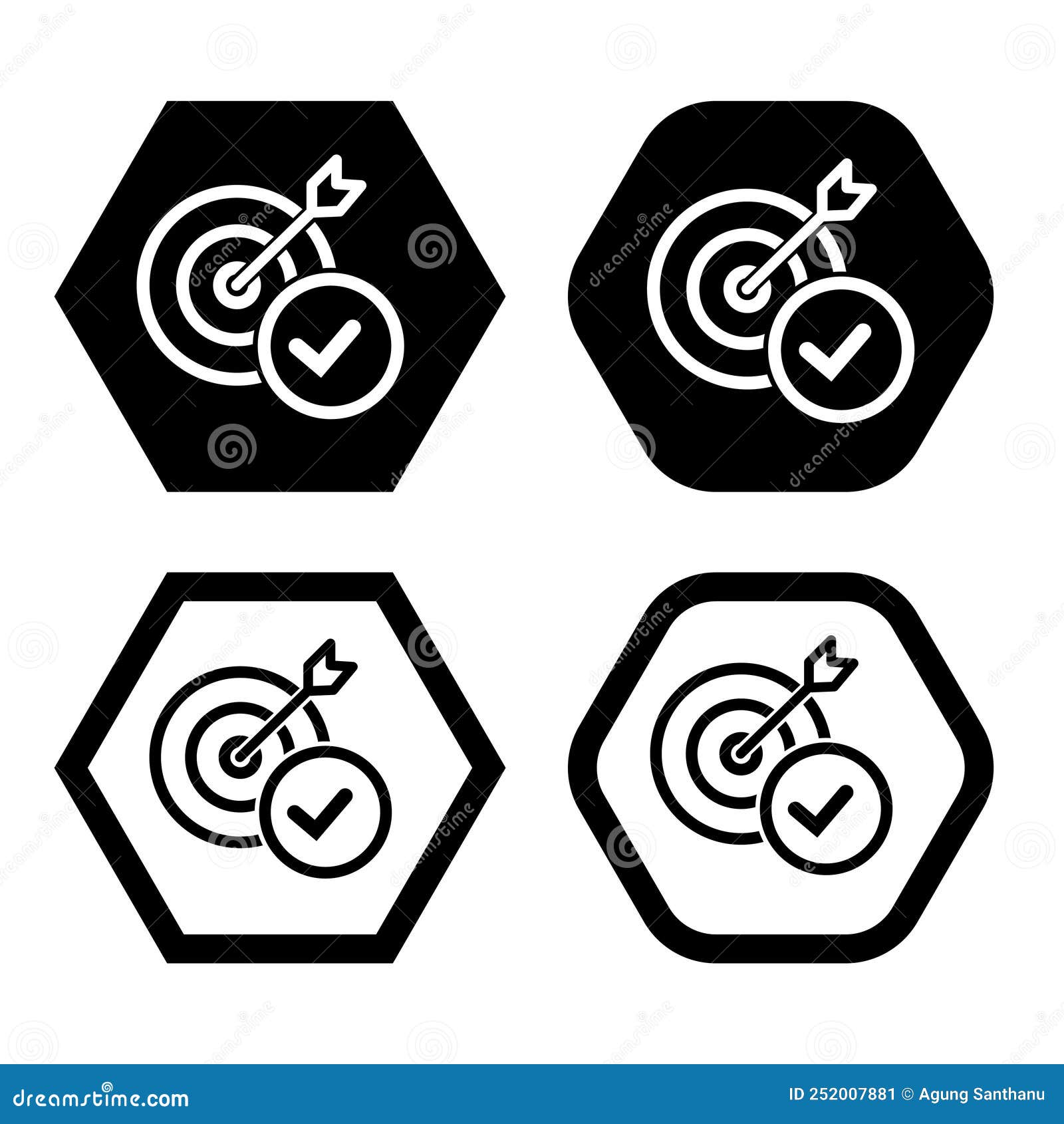 Dart or Bullseye and Check Mark Symbol. Stock Vector - Illustration of ...