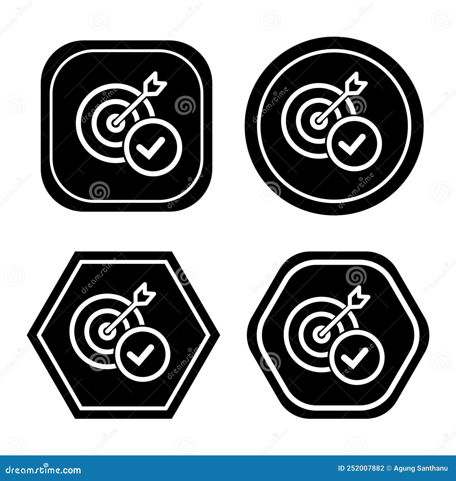 Dart or Bullseye and Check Mark Symbol. Stock Vector - Illustration of ...