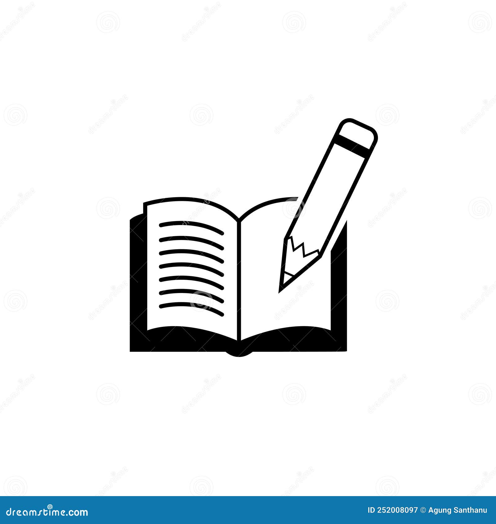 Document Writing Symbol. Icon of a Pencil and an Open Page Book. Stock ...