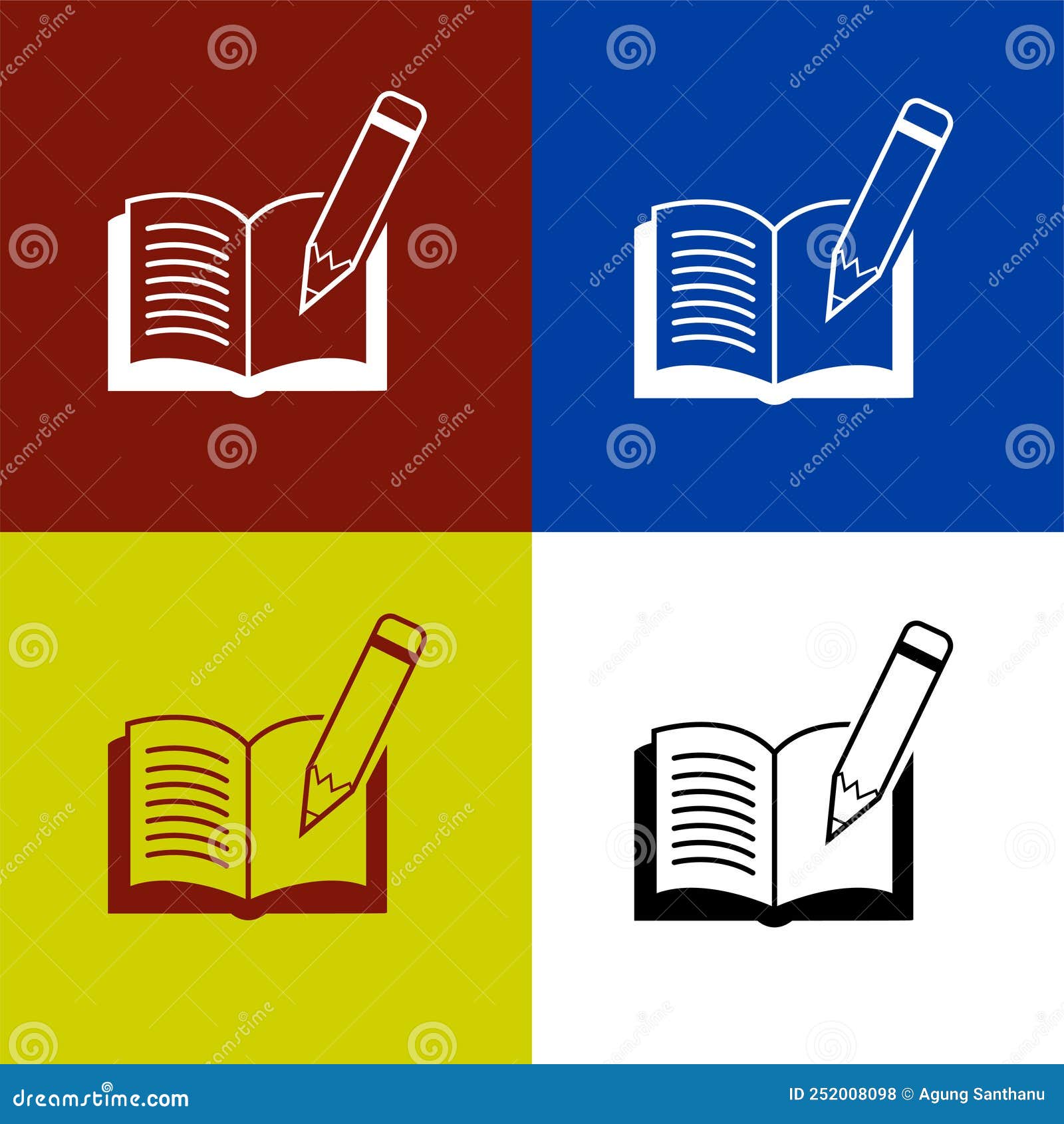Document Writing Symbol. Icon of a Pencil and an Open Page Book. Stock ...