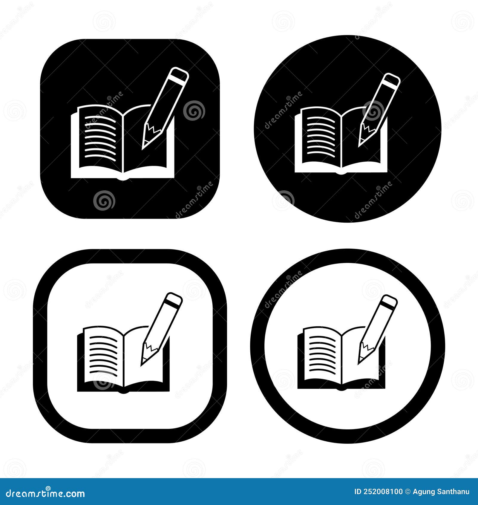 Document Writing Symbol. Icon of a Pencil and an Open Page Book. Stock ...