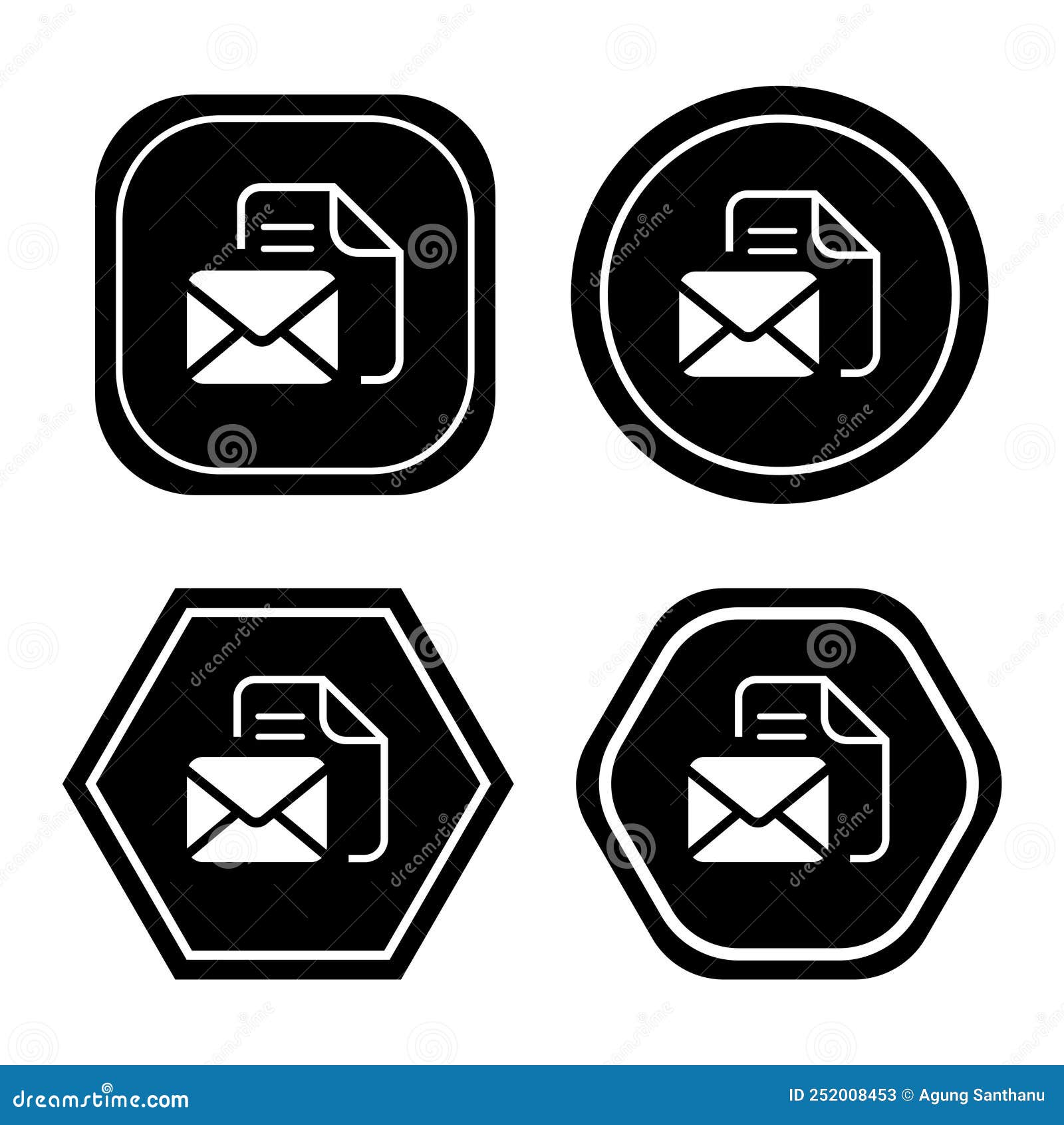 Document and Mail Symbol. Text Document or File Mail Icon Stock Vector ...