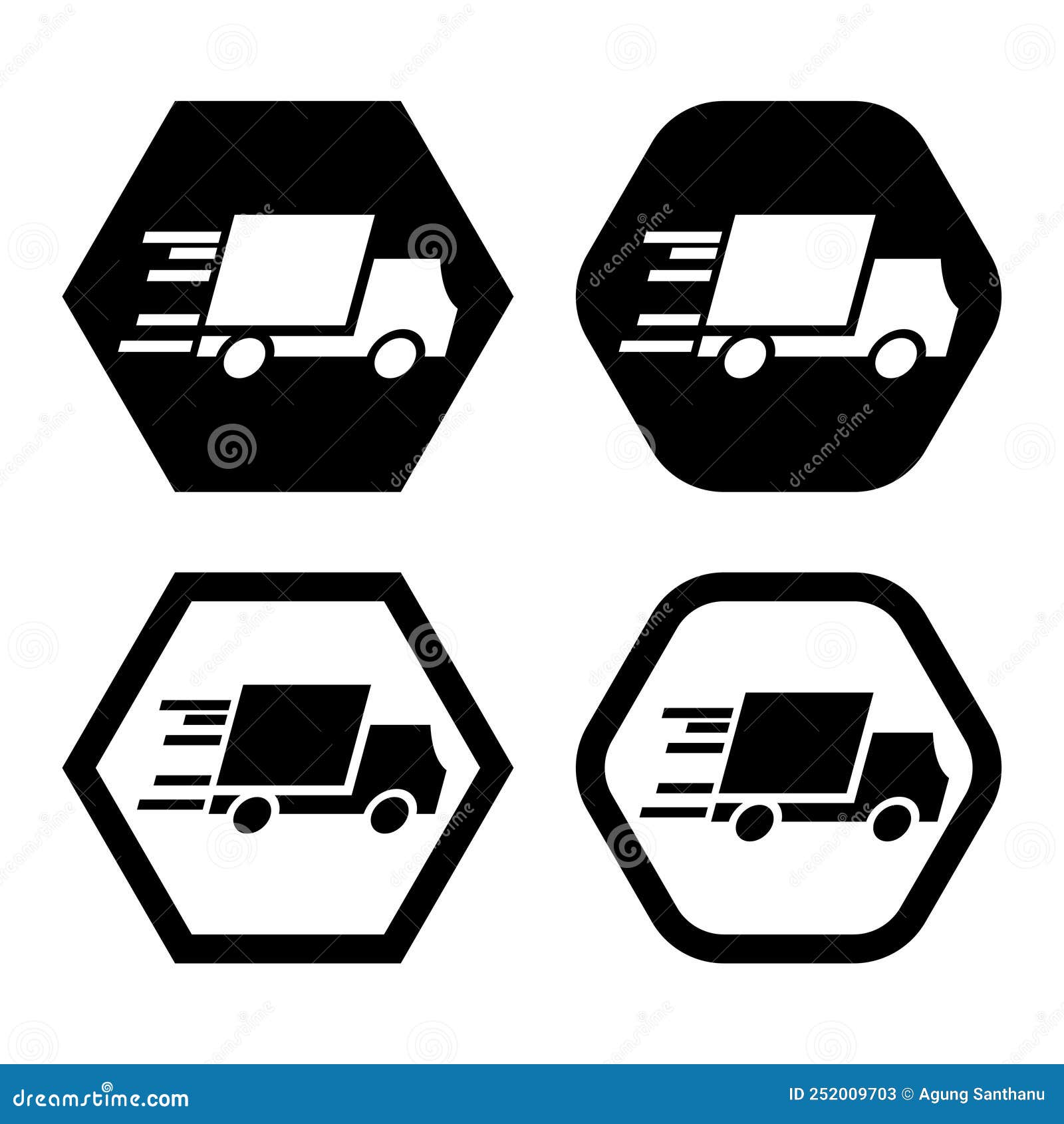 Set of Fast Cargo Delivery Car Icon, Commerce Service Truck, Order ...