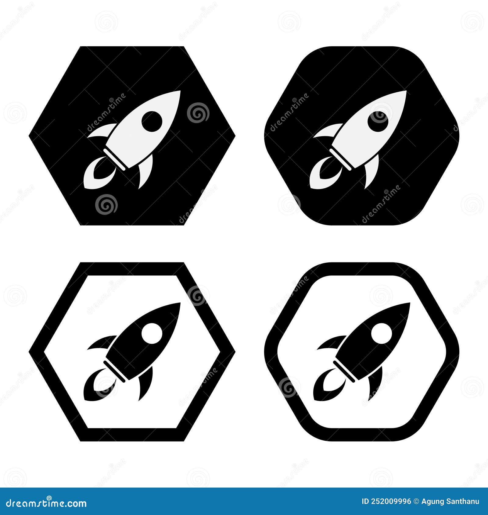 Set of Rocket Launch Icon, Shuttle Space Symbol Startup Icon Missile ...